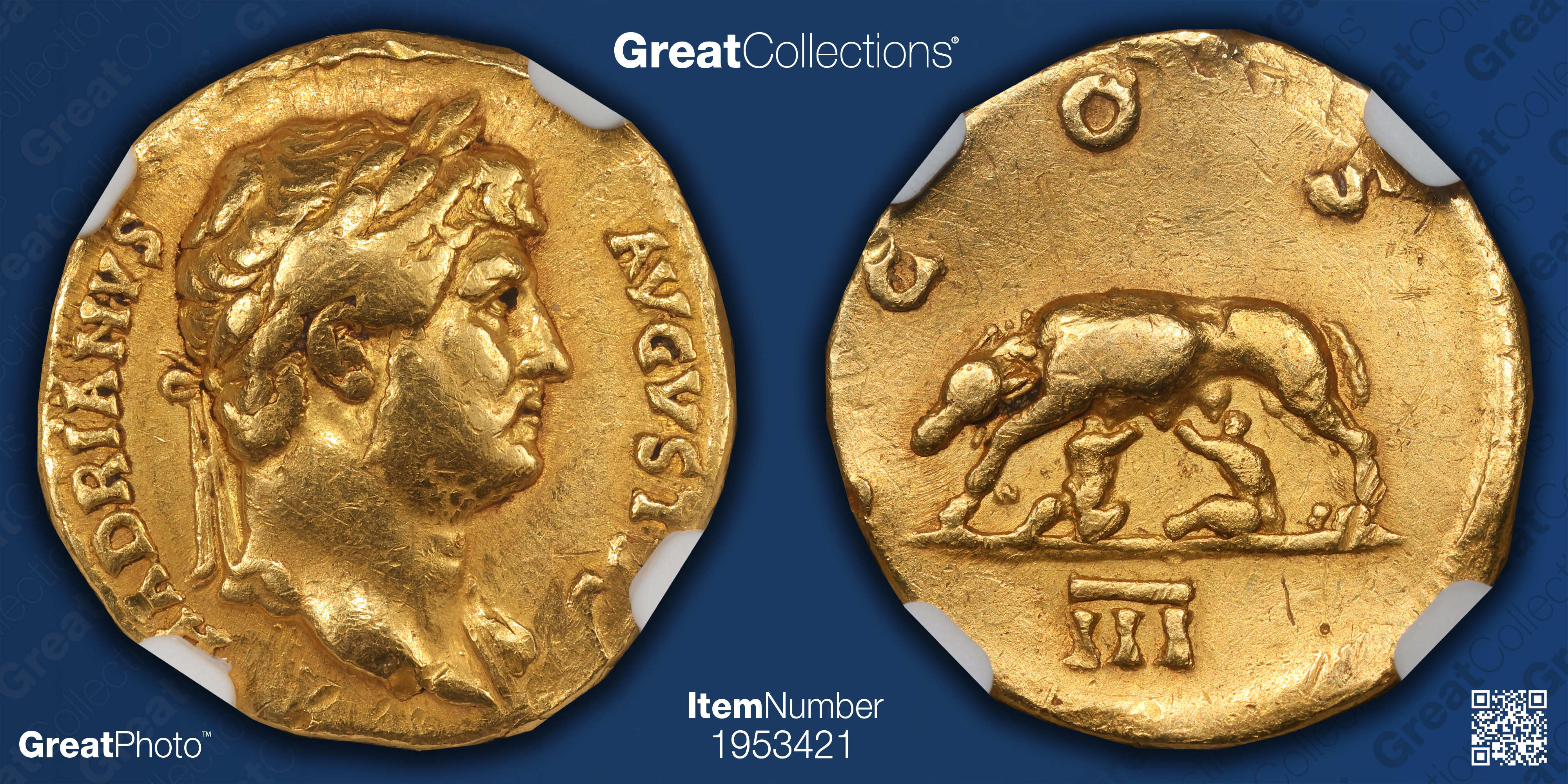 Ancient Roman Empire, Hadrian (A.D. 117-138) c.A.D. 124-128 Gold Aureus ...