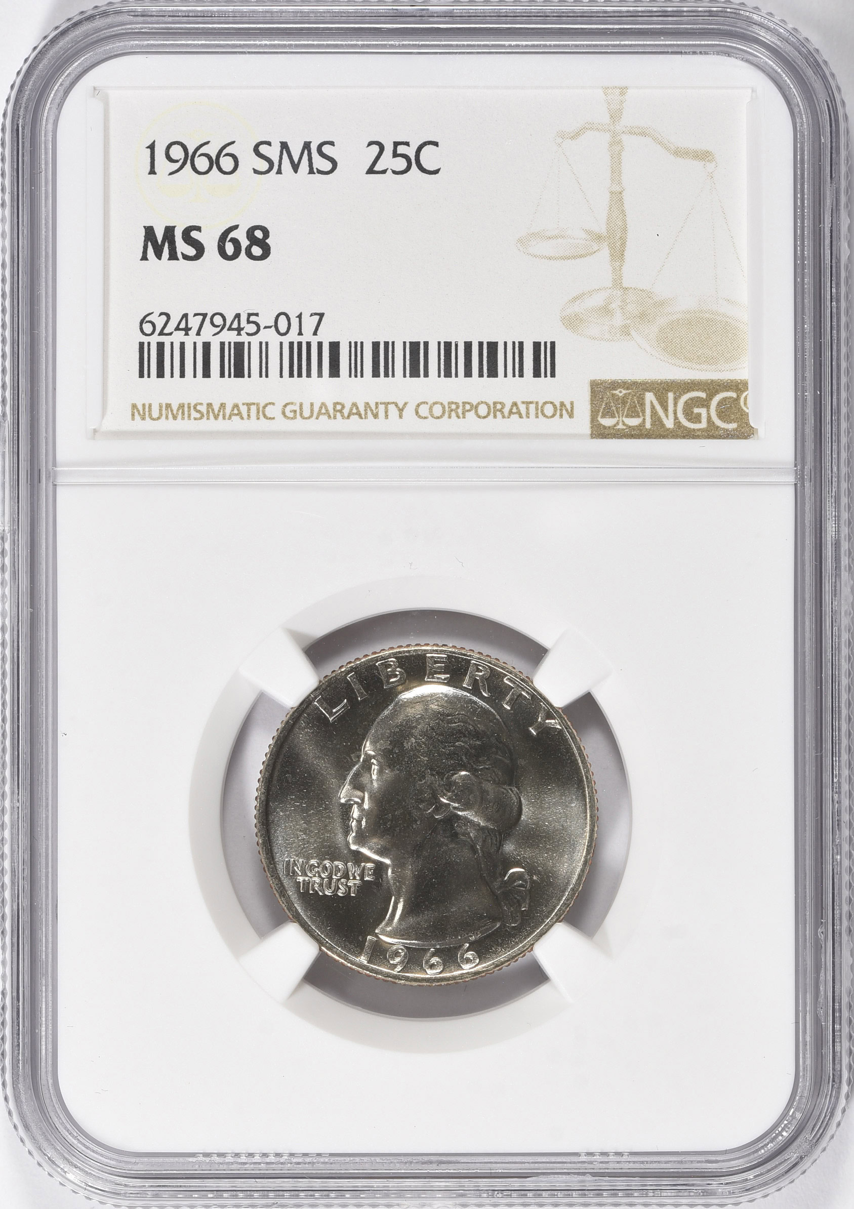 1966 Washington Quarter SMS NGC MS-68 (Item 1953561) | GreatCollections ...