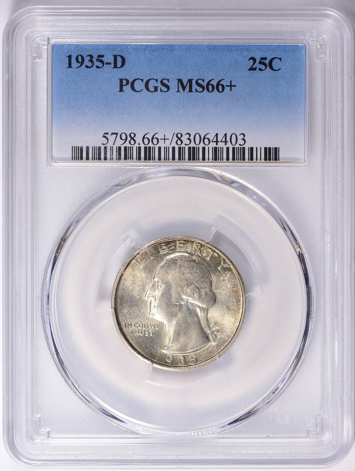 1935-D Washington Quarter PCGS MS-66+ (Item 1953594) | GreatCollections ...