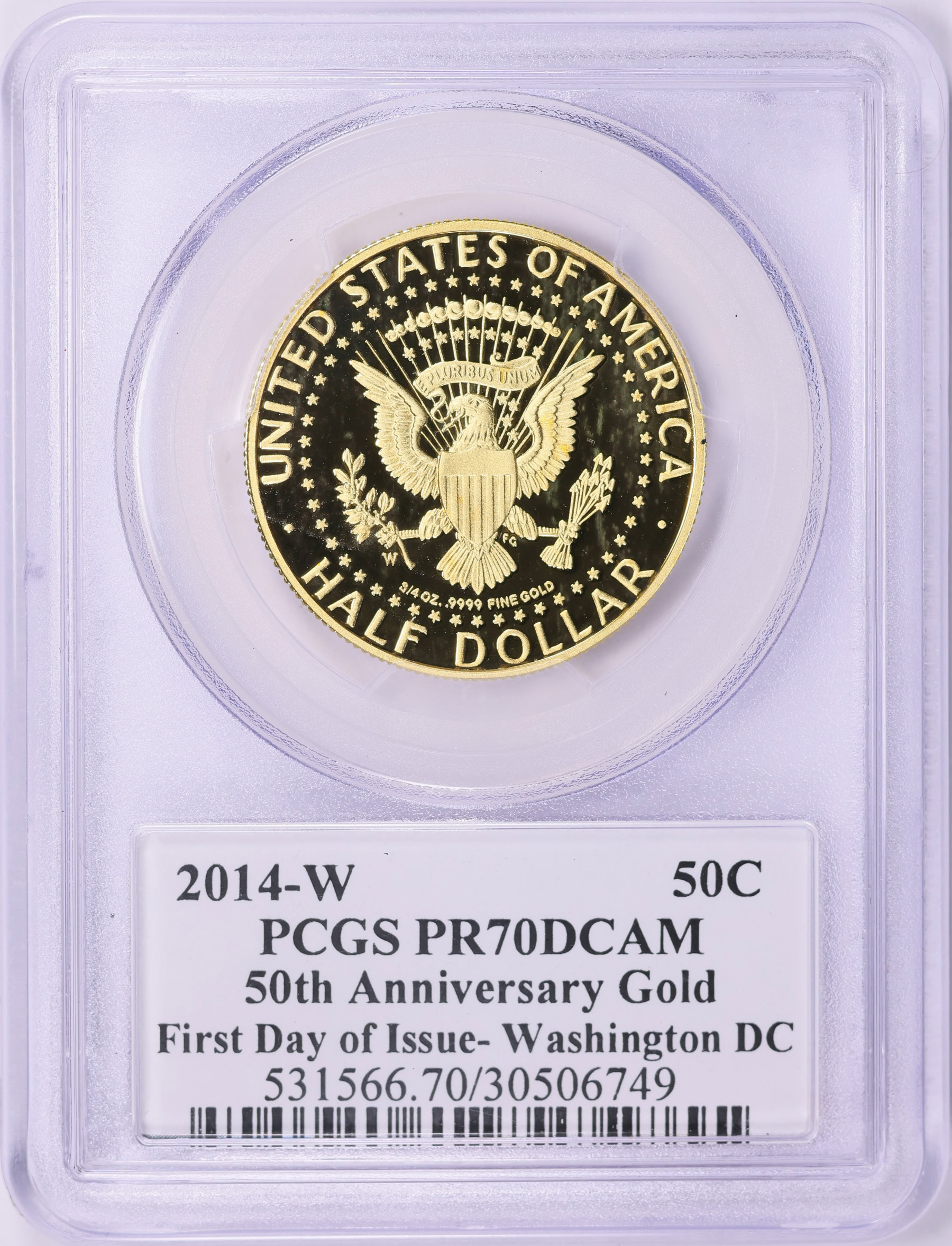 2014-W John F. Kennedy Gold Half Dollar 50th Anniversary First Day of ...