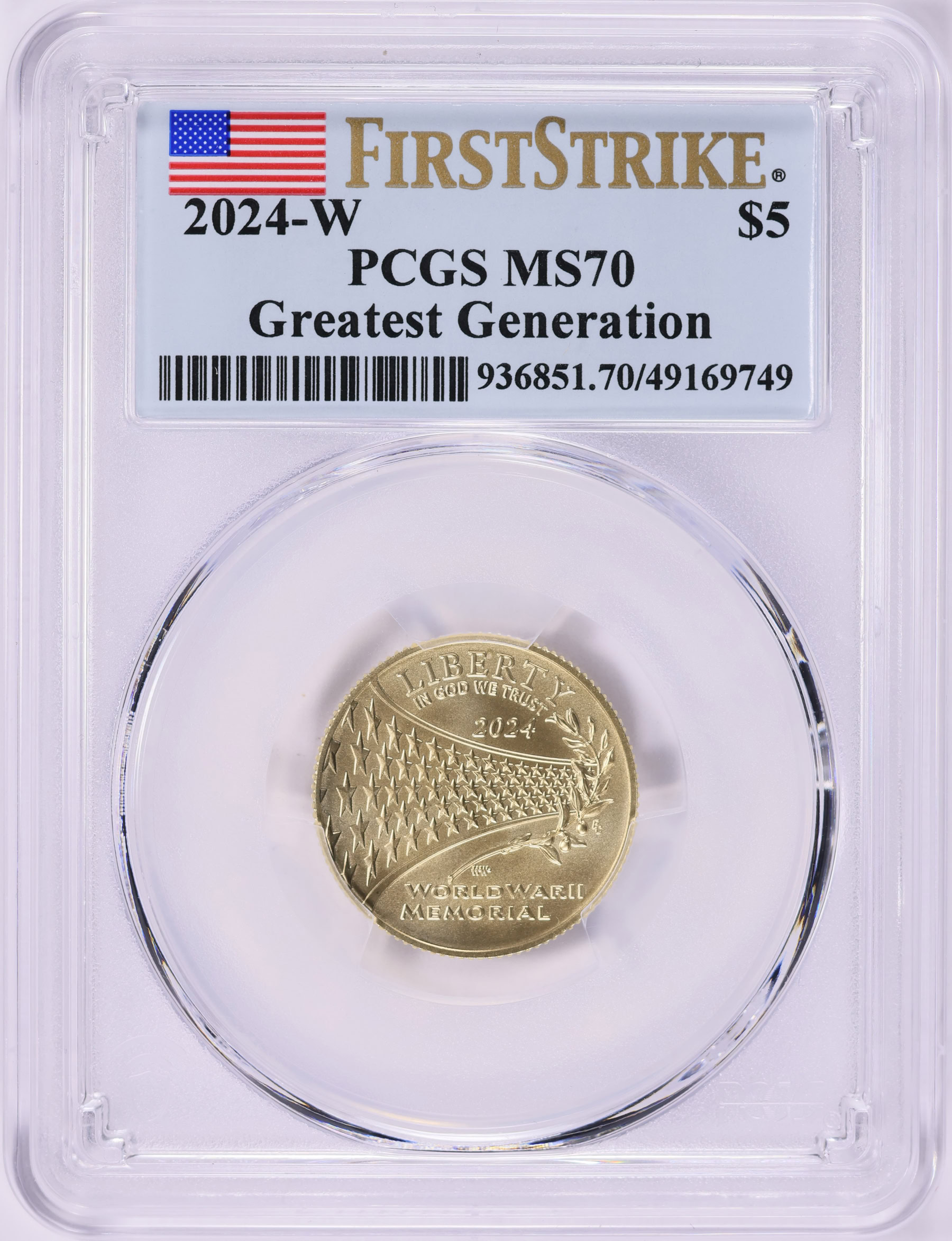 2024-W Greatest Generation $5 Gold First Strike PCGS MS-70 | PCGS Cert ...