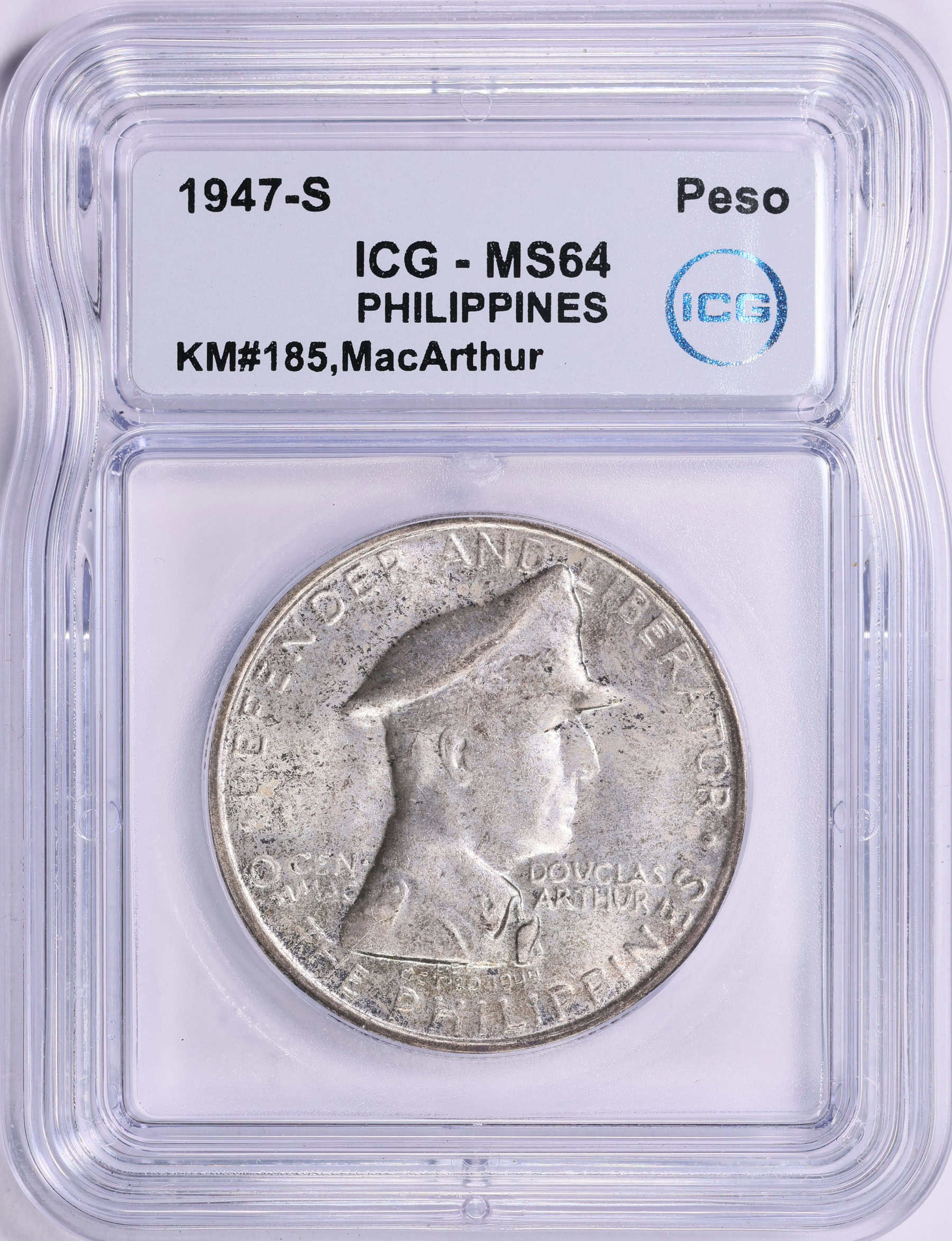 1947-S U.S. Philippines Peso MacArthur ICG MS-64 (Item 1953887 ...