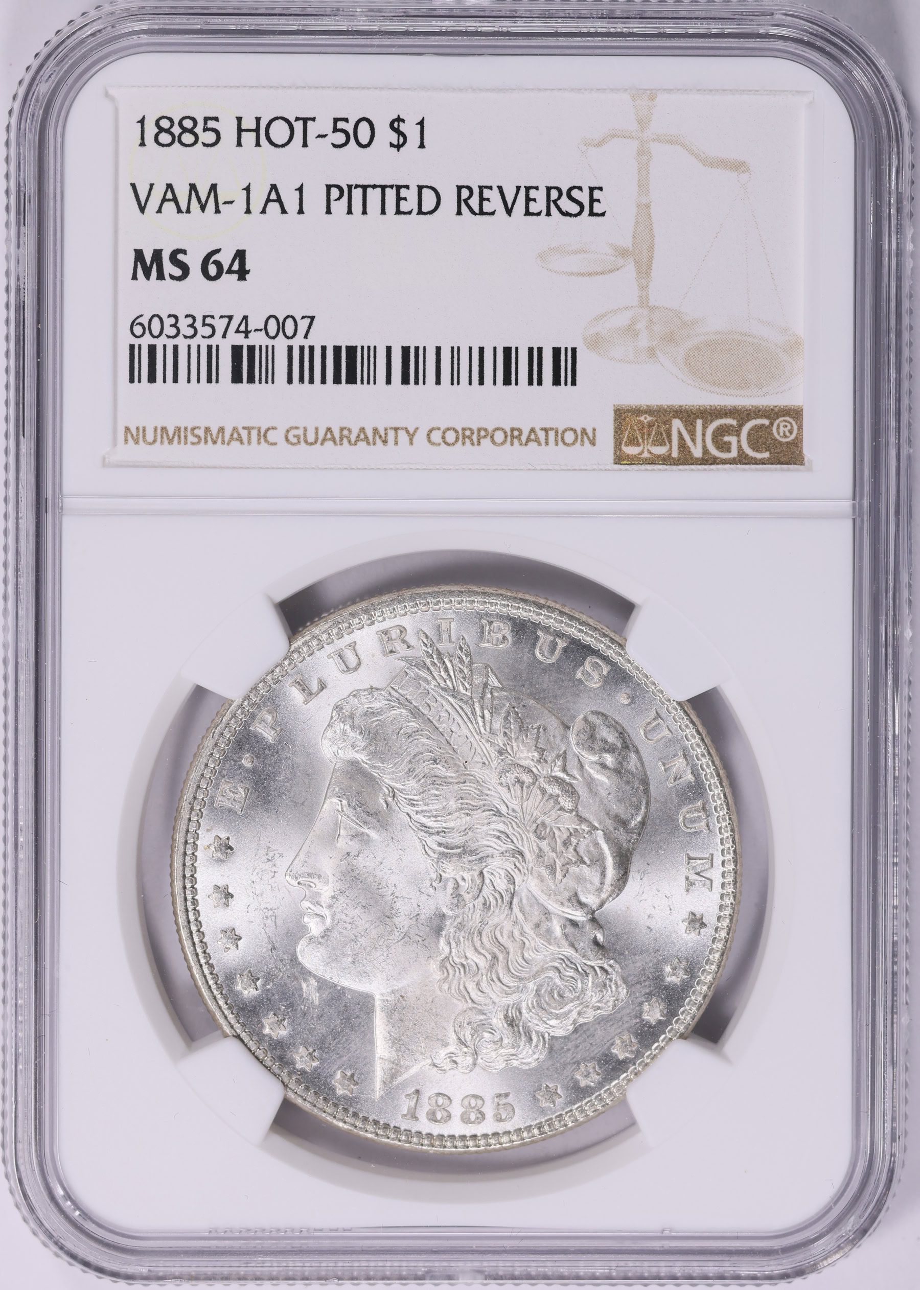 1885 Morgan Silver Dollar Pitted Reverse VAM-1A1 Hot 50 NGC MS-64 | NGC ...