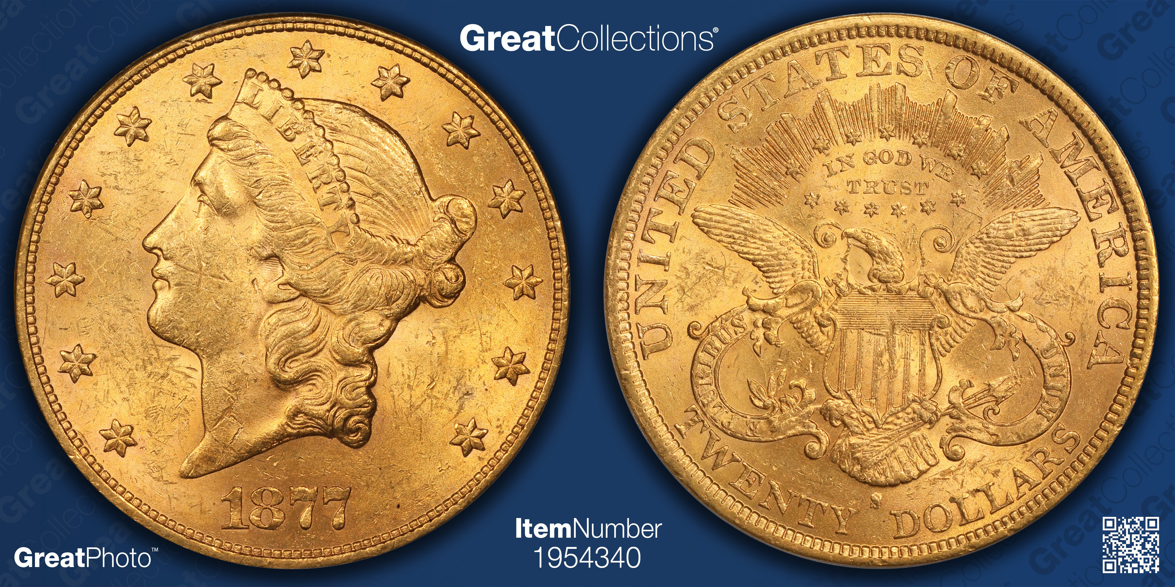 1877-S Liberty Gold Double Eagle PCGS AU-58 (Item 1954340 ...