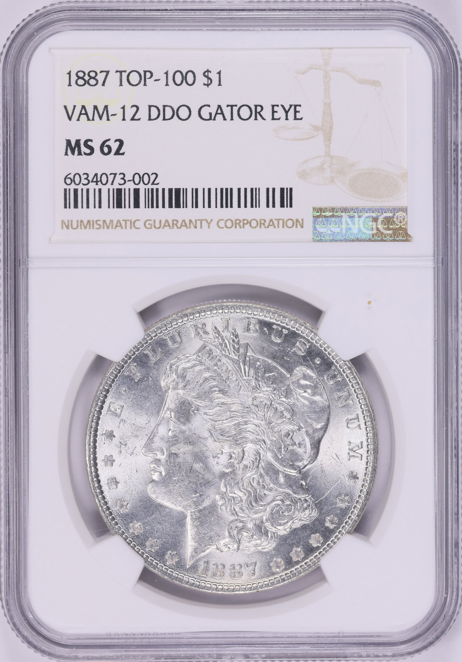 1887 Morgan Silver Dollar Alligator Eye VAM-12 *Top 100* NGC MS-62 ...