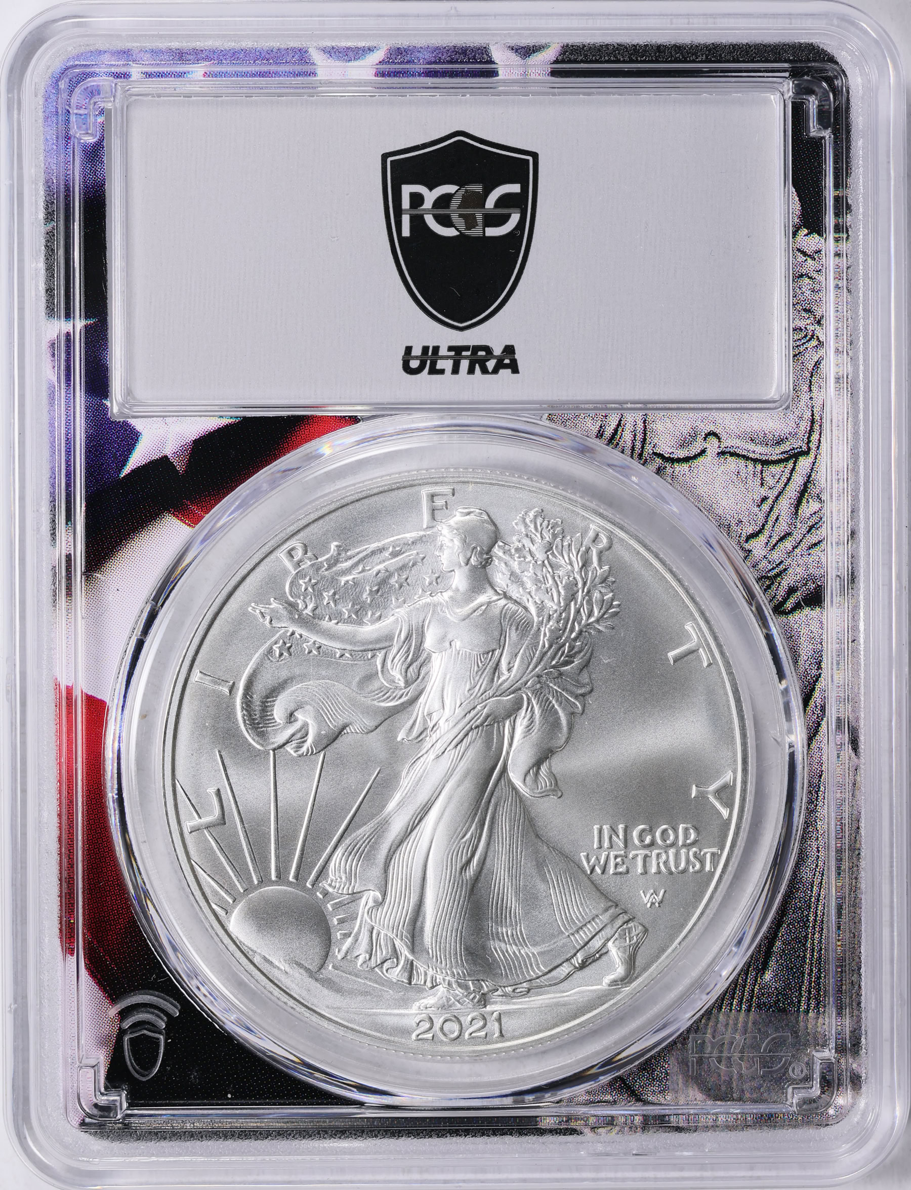 2021 $1 Silver Eagle Type 2 PCGS MS-70 (Ultra Breaks Label) (Flag Frame ...