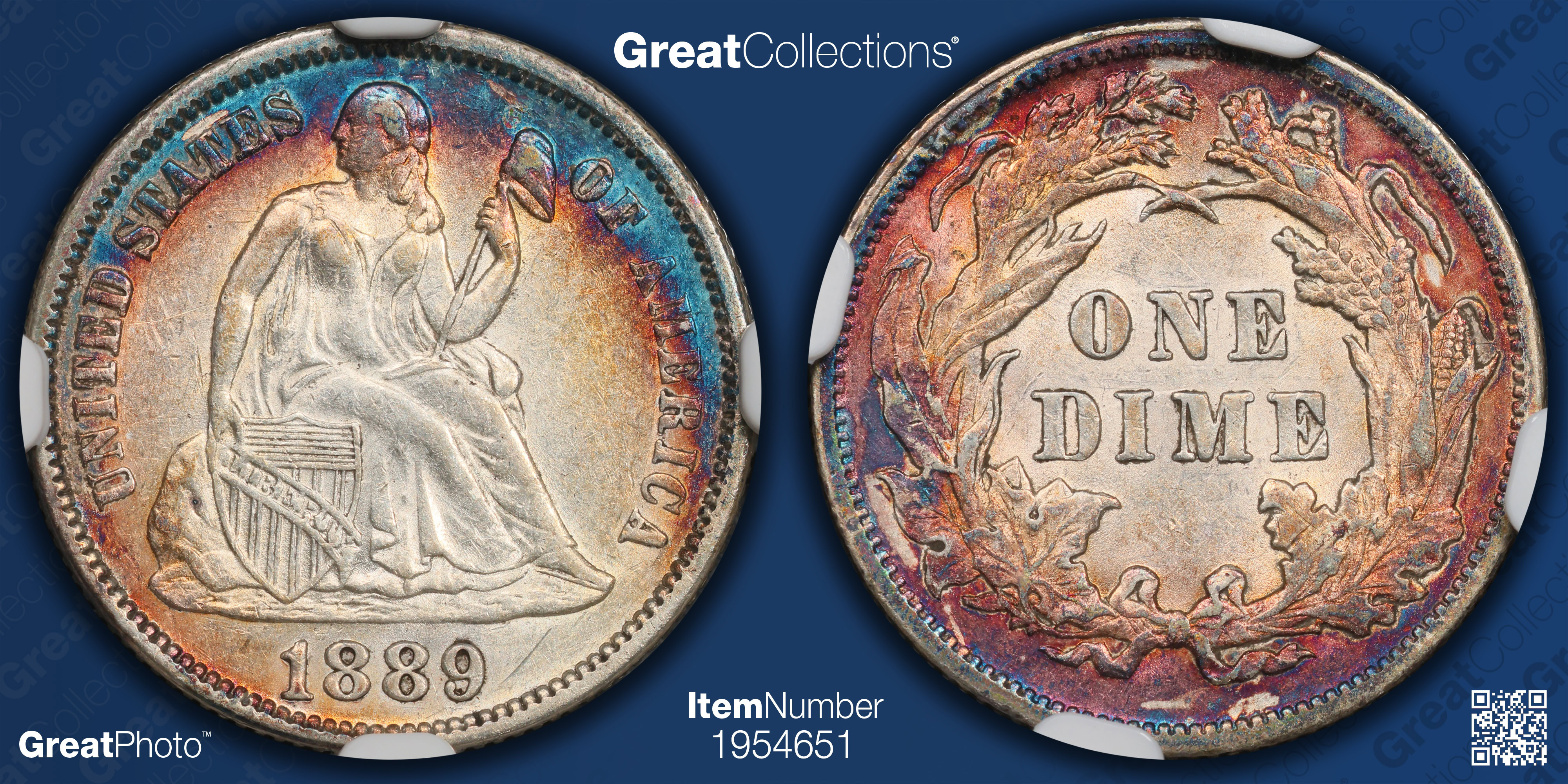 1889 Seated Liberty Dime NGC AU-55 (Toned) (Item 1954651 ...