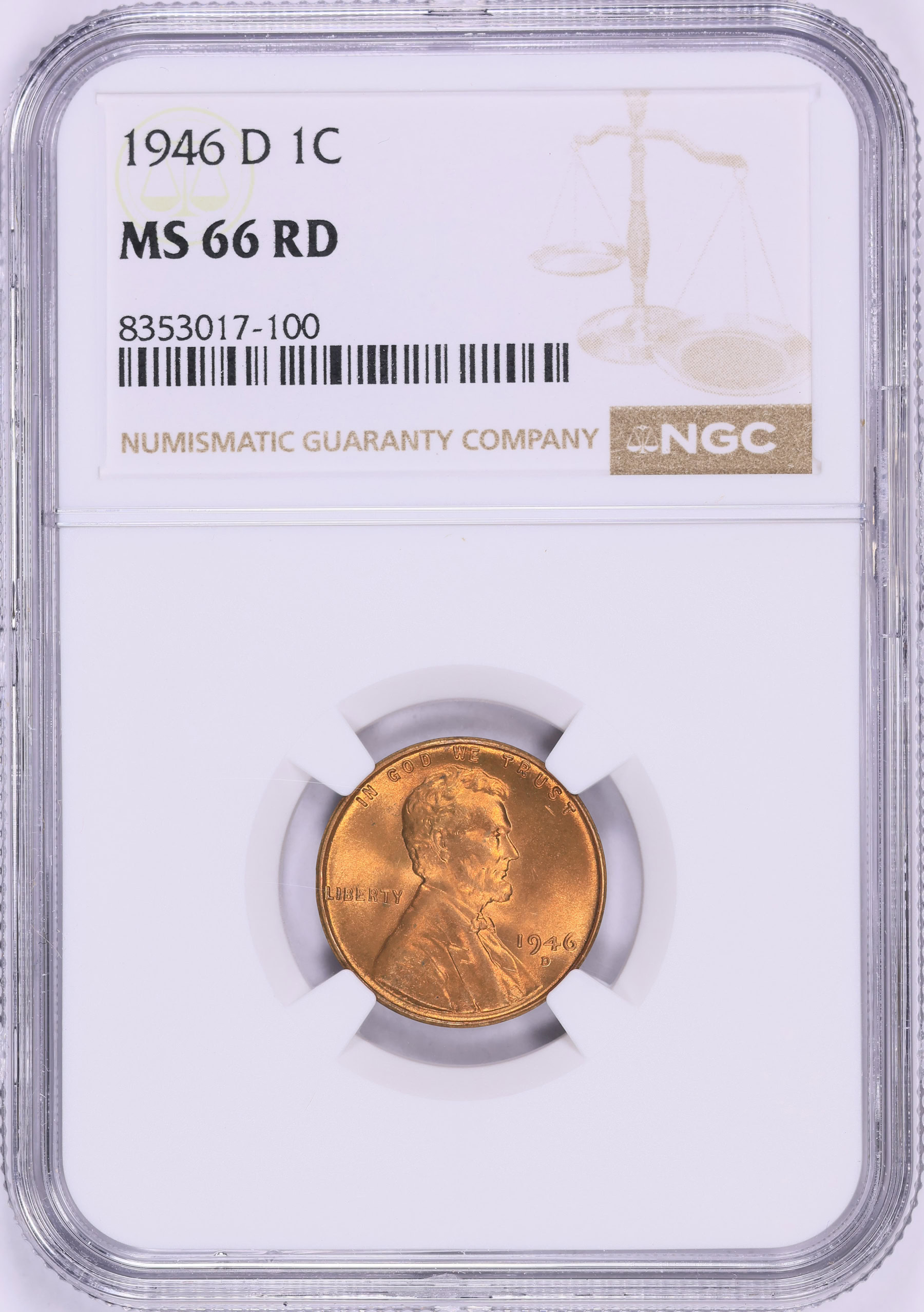 1946-D Lincoln Cent NGC MS-66 RD (Item 1954735) | GreatCollections Coin Auctions