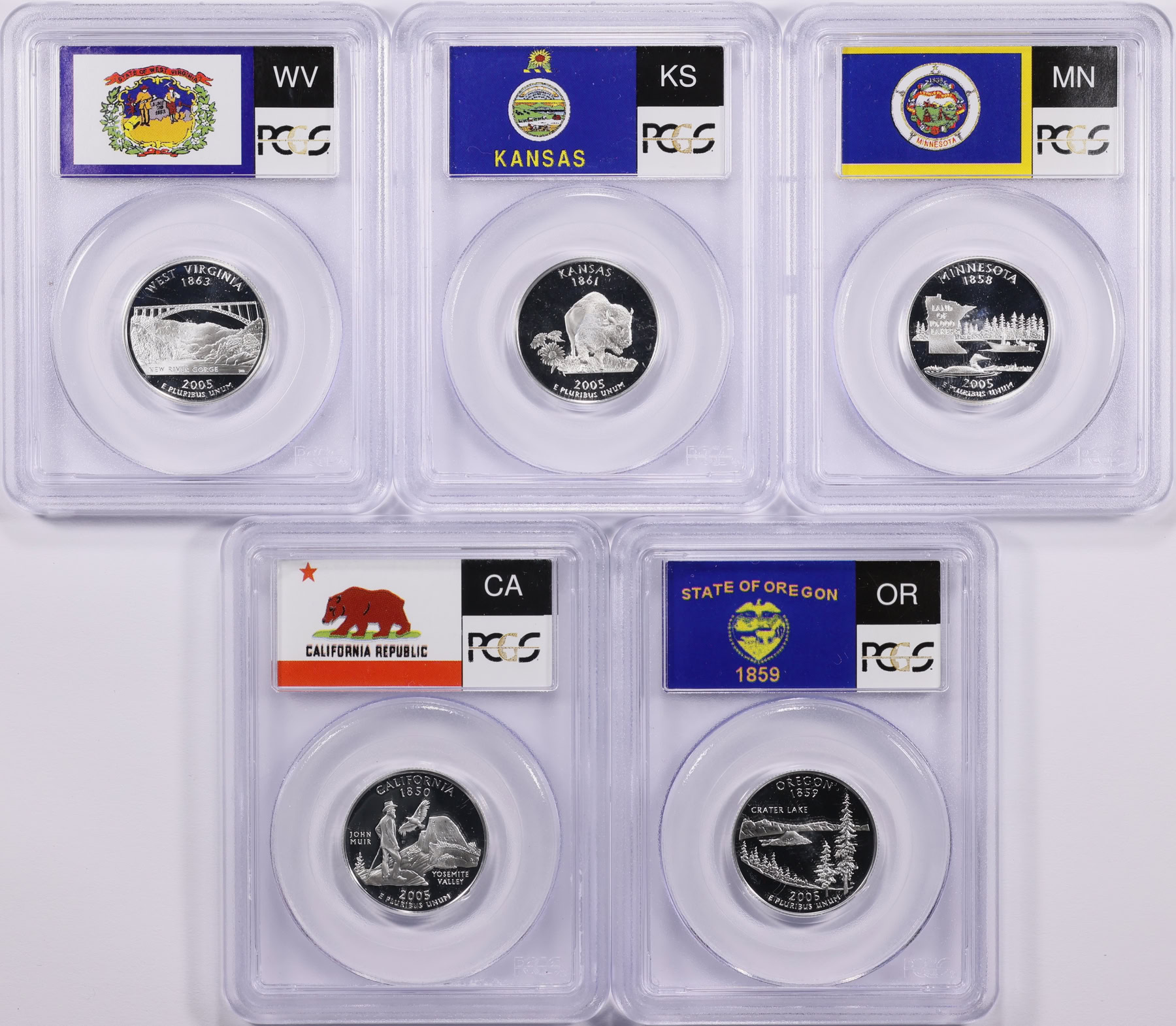 2005-S 50 State Quarters Set Silver PCGS Proof-69 DCAM (5 Coins) (Item ...