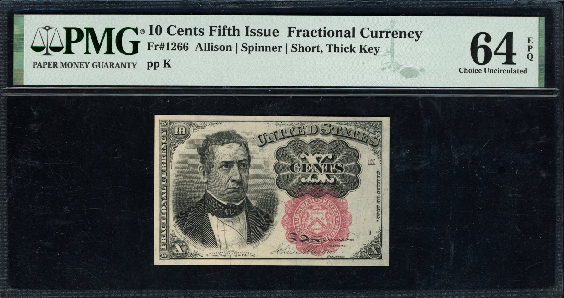 Fr. 1266 Fifth Issue 10 Cents Fractional Currency Note Allison ...