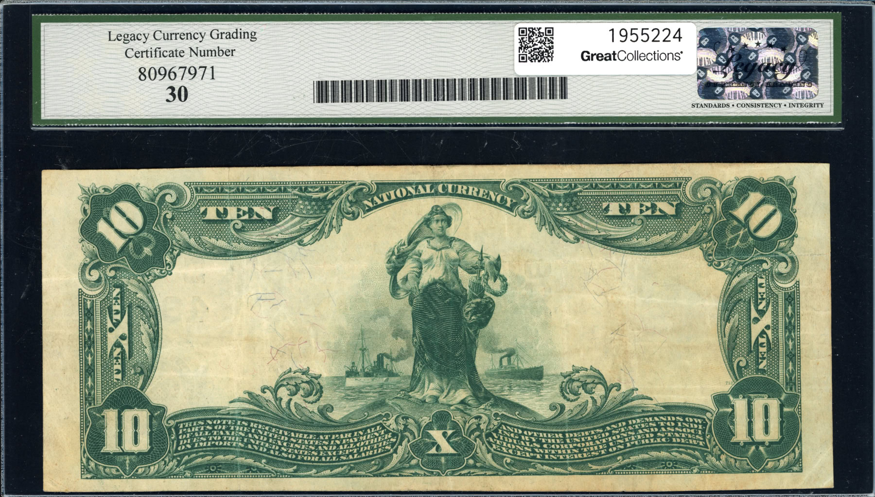 Fr. 627 Austin, Texas 1902 $10 Plain Back Note The Austin National Bank ...
