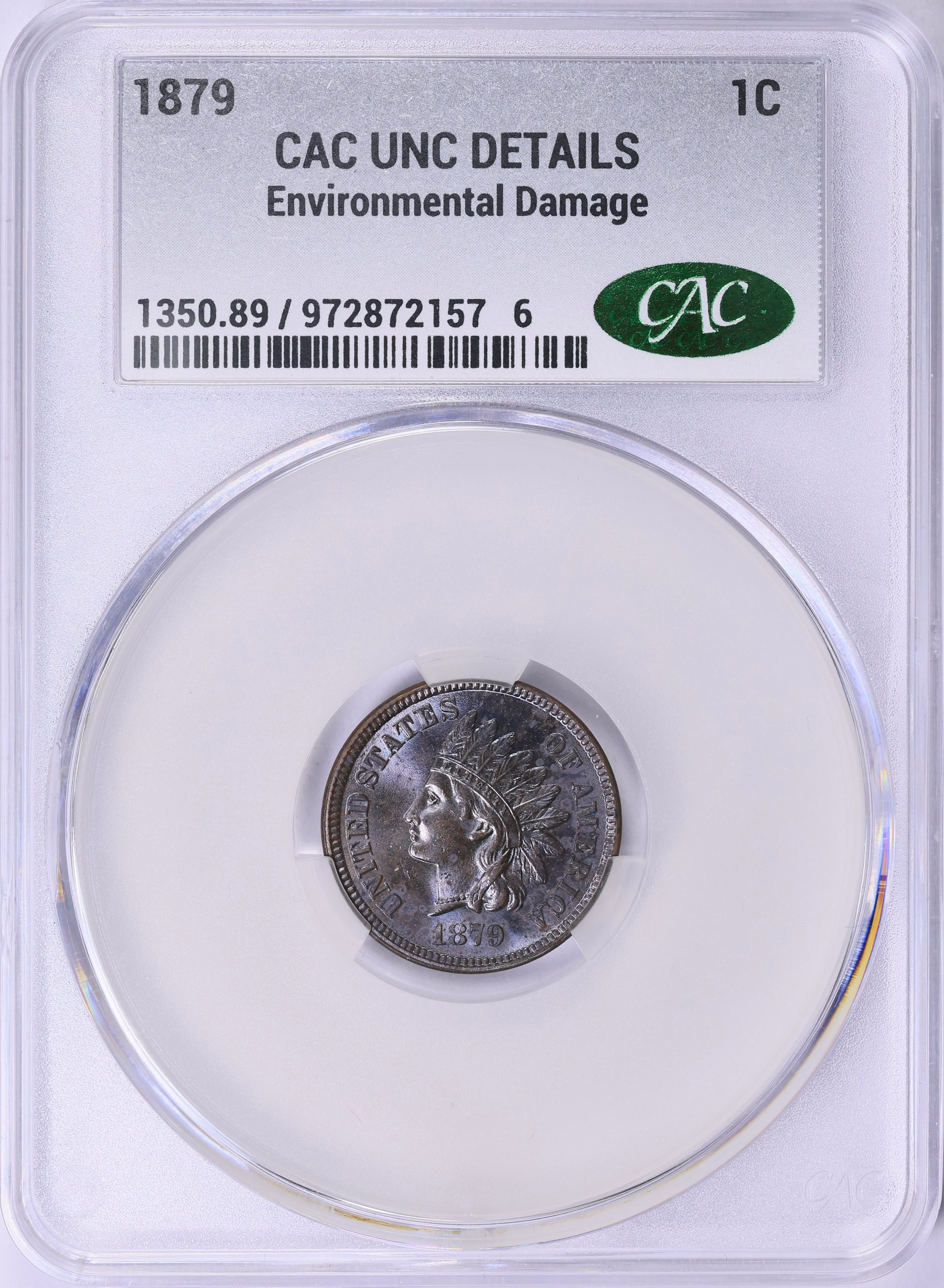 1879 Indian Cent CACG Unc Details (Item 1955421) | GreatCollections ...