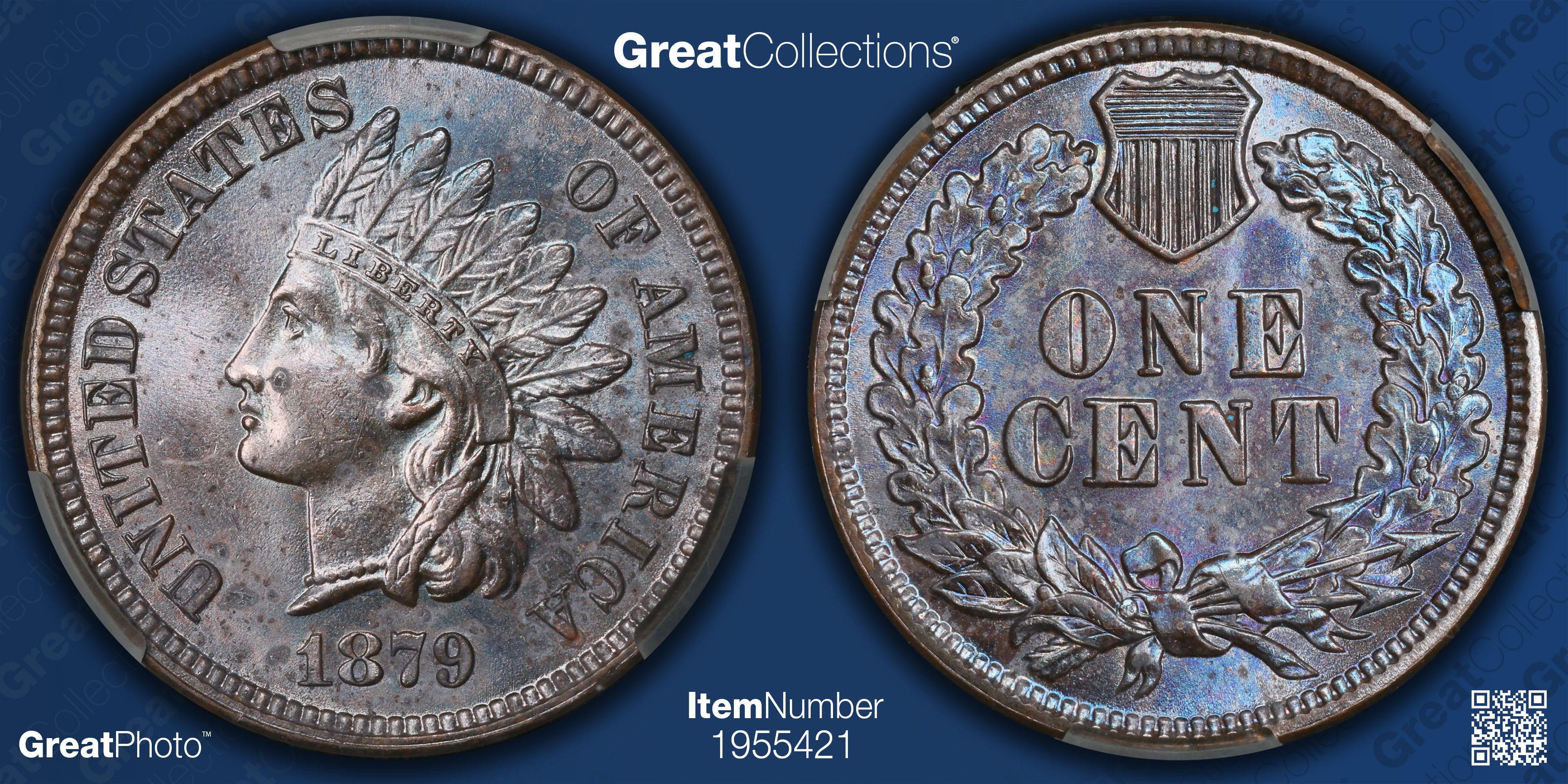 1879 Indian Cent CACG Unc Details (Item 1955421) | GreatCollections ...
