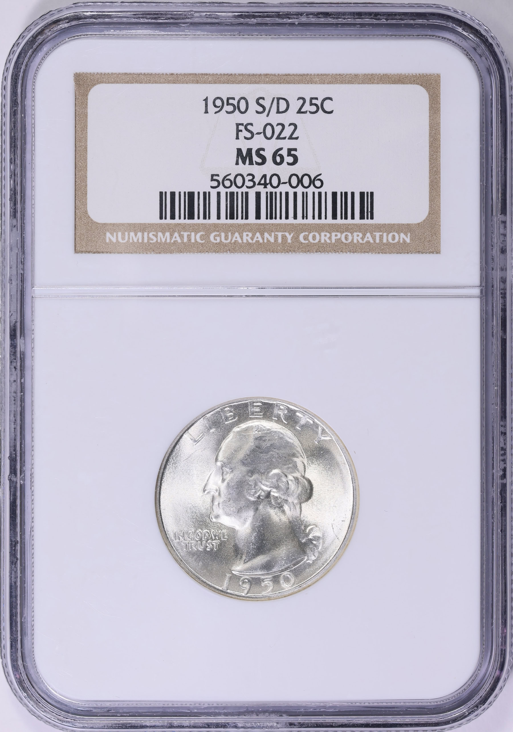 1950-S/D Washington Quarter FS-022 NGC MS-65 (Item 1955633 ...