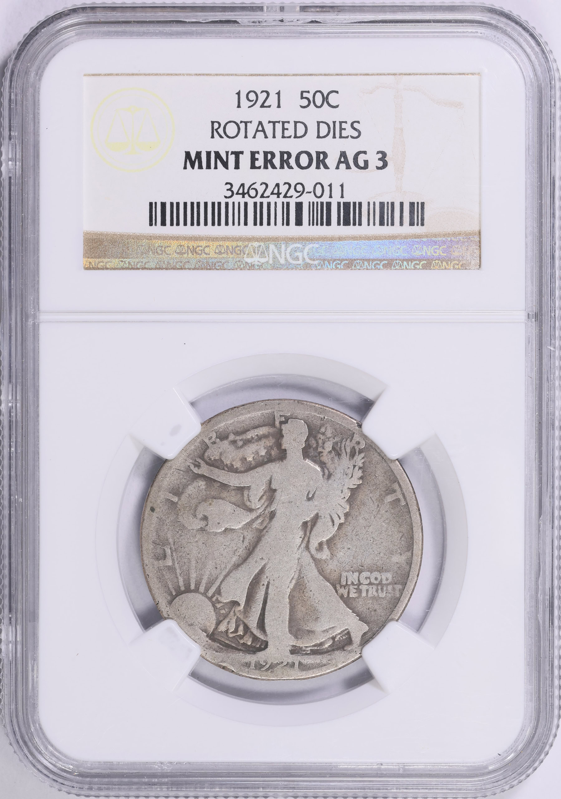 Mint Error 1921 Walking Liberty Half Dollar Rotated Dies NGC AG-03 ...