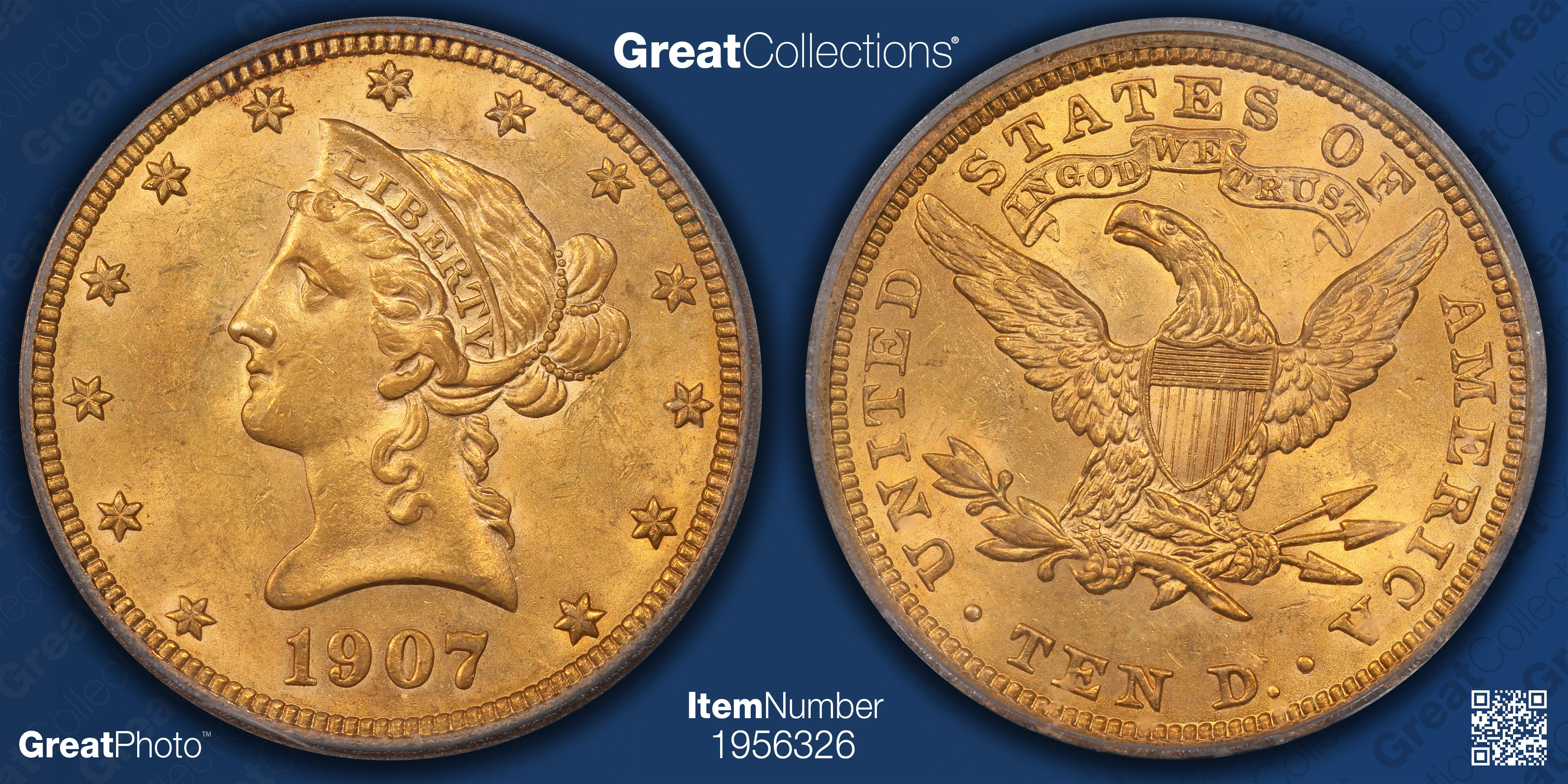 1907 Liberty Gold Eagle ICG MS-62 (Item 1956326) | GreatCollections ...
