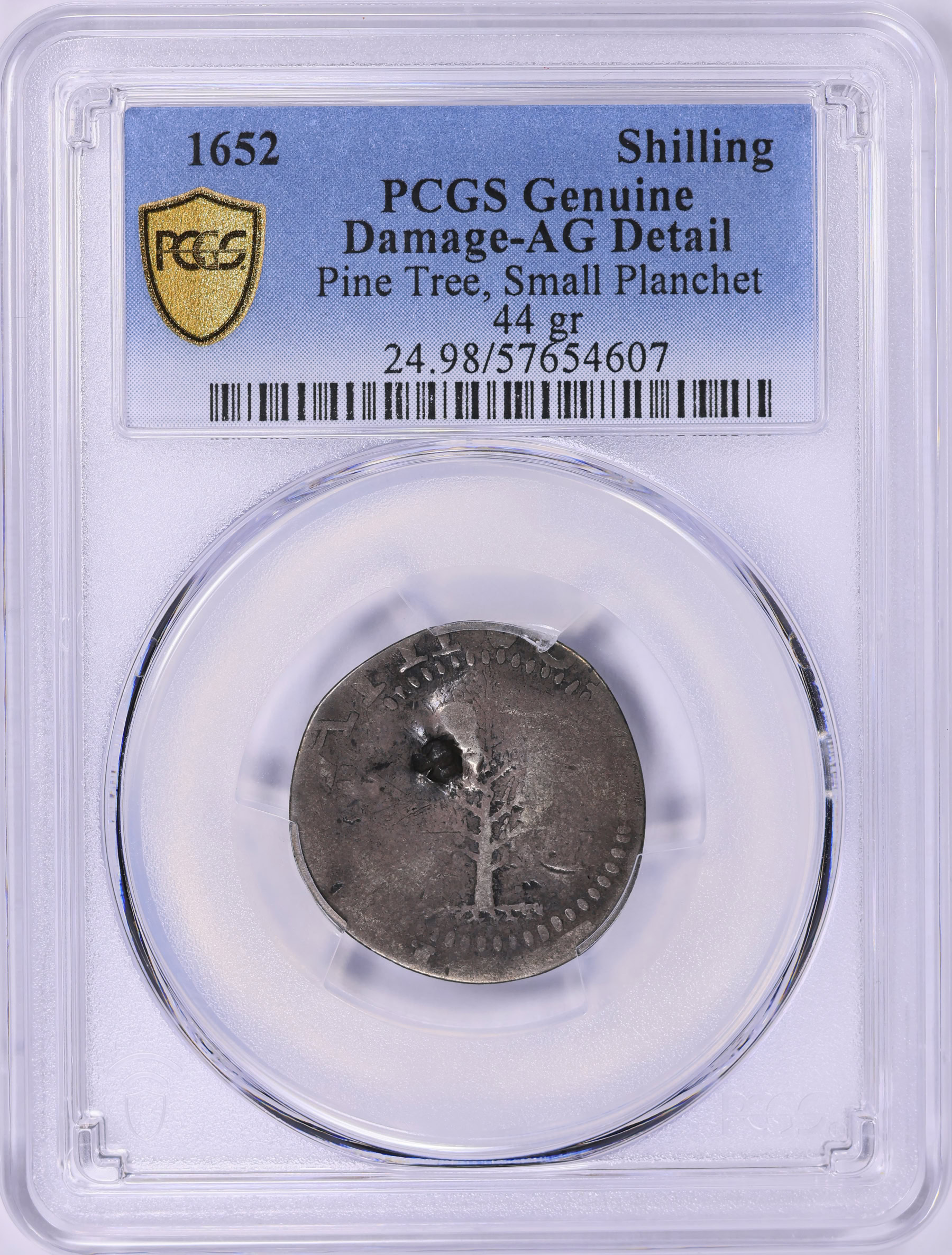1652 Massachusetts Pine Tree Silver Shilling Small Planchet PCGS ...