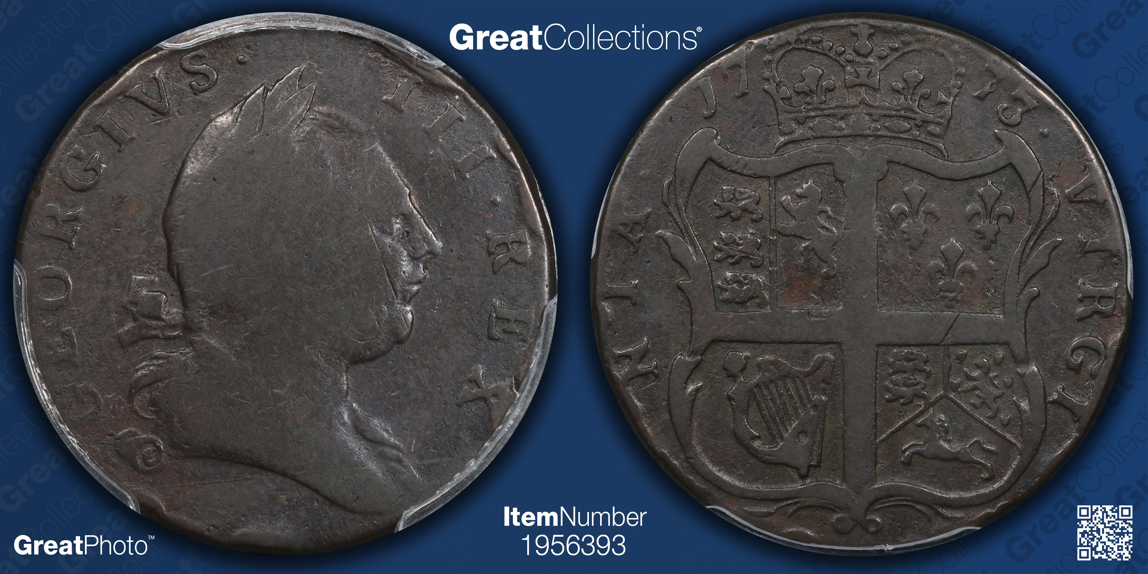 1773 Virginia Halfpenny Period PCGS Genuine VG Details (Item 1956393 ...