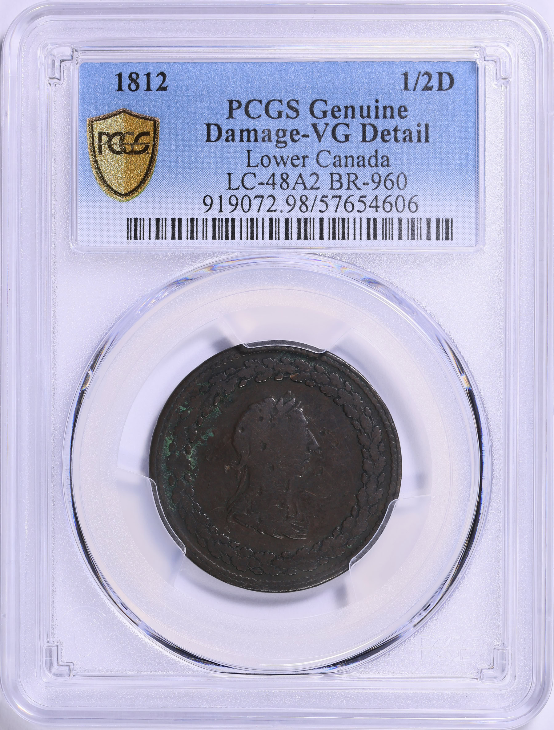 Canada - Lower Canada 1812 1/2 Penny Token PCGS Genuine VG Details (Item 1956395 ...