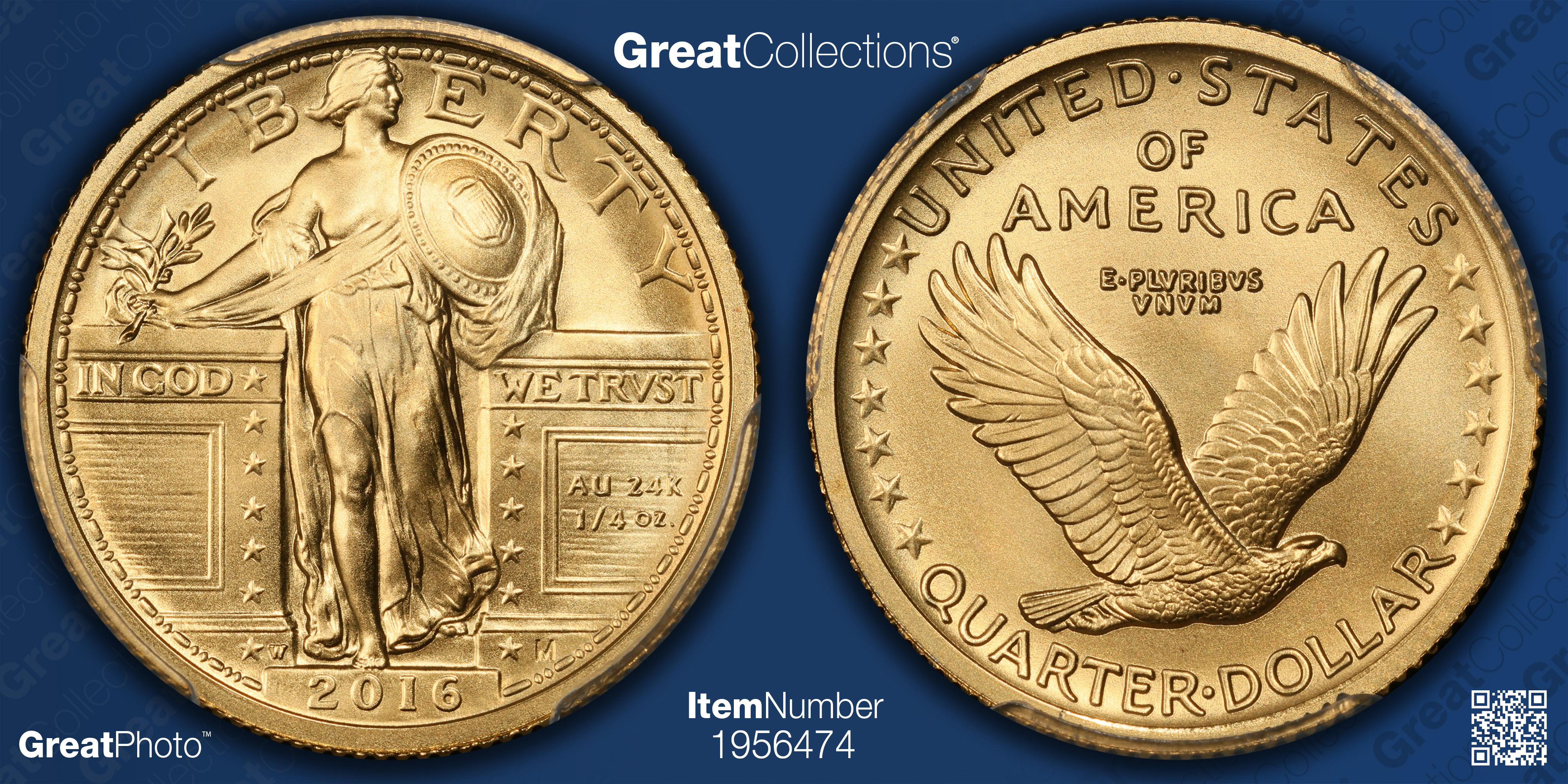 2016-W Standing Liberty Quarter 100th Anniversary Gold PCGS SP-70 (Item ...