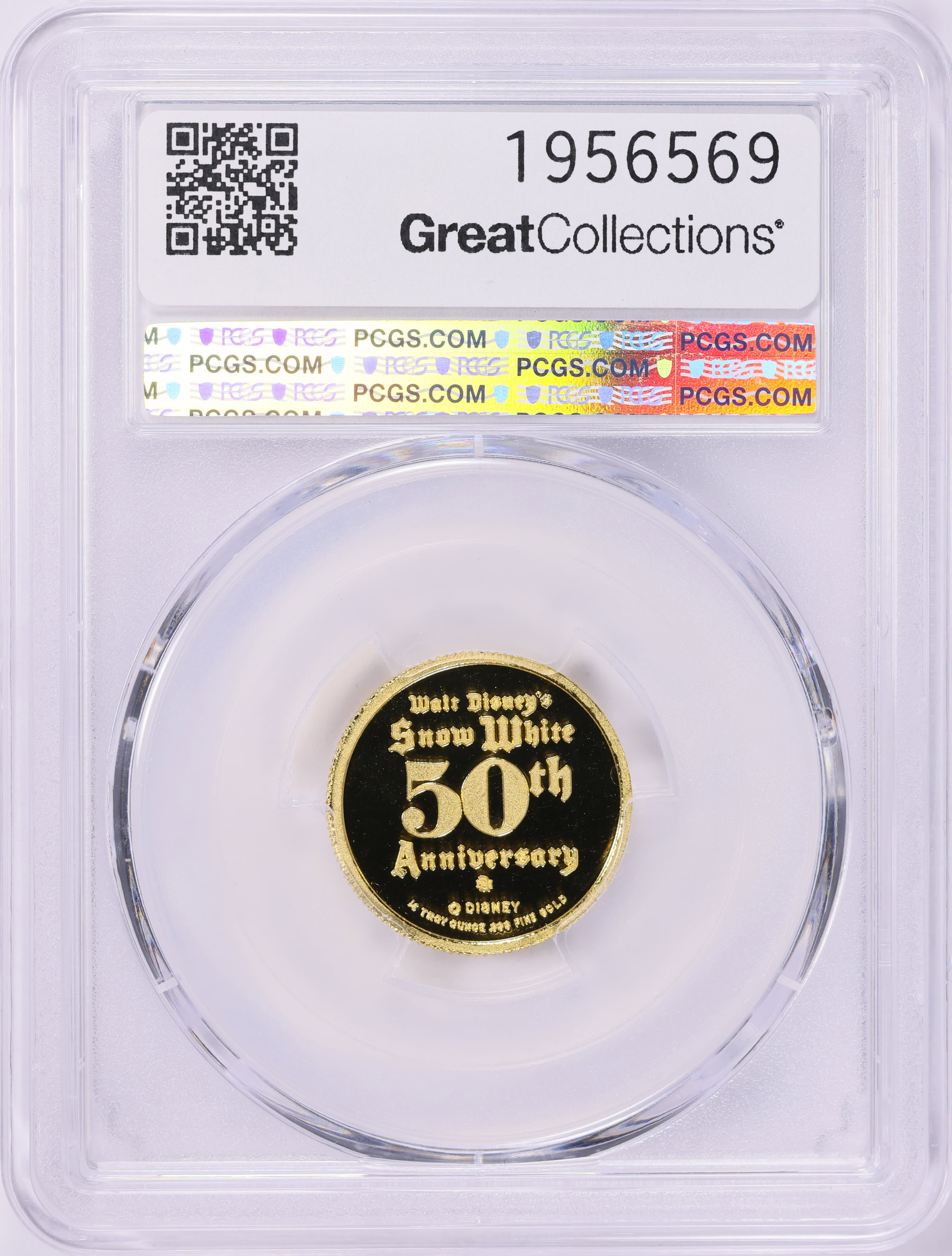 1987-RM Gold 20mm Snow White 50th Anniversary Disney Medal PCGS Proof ...