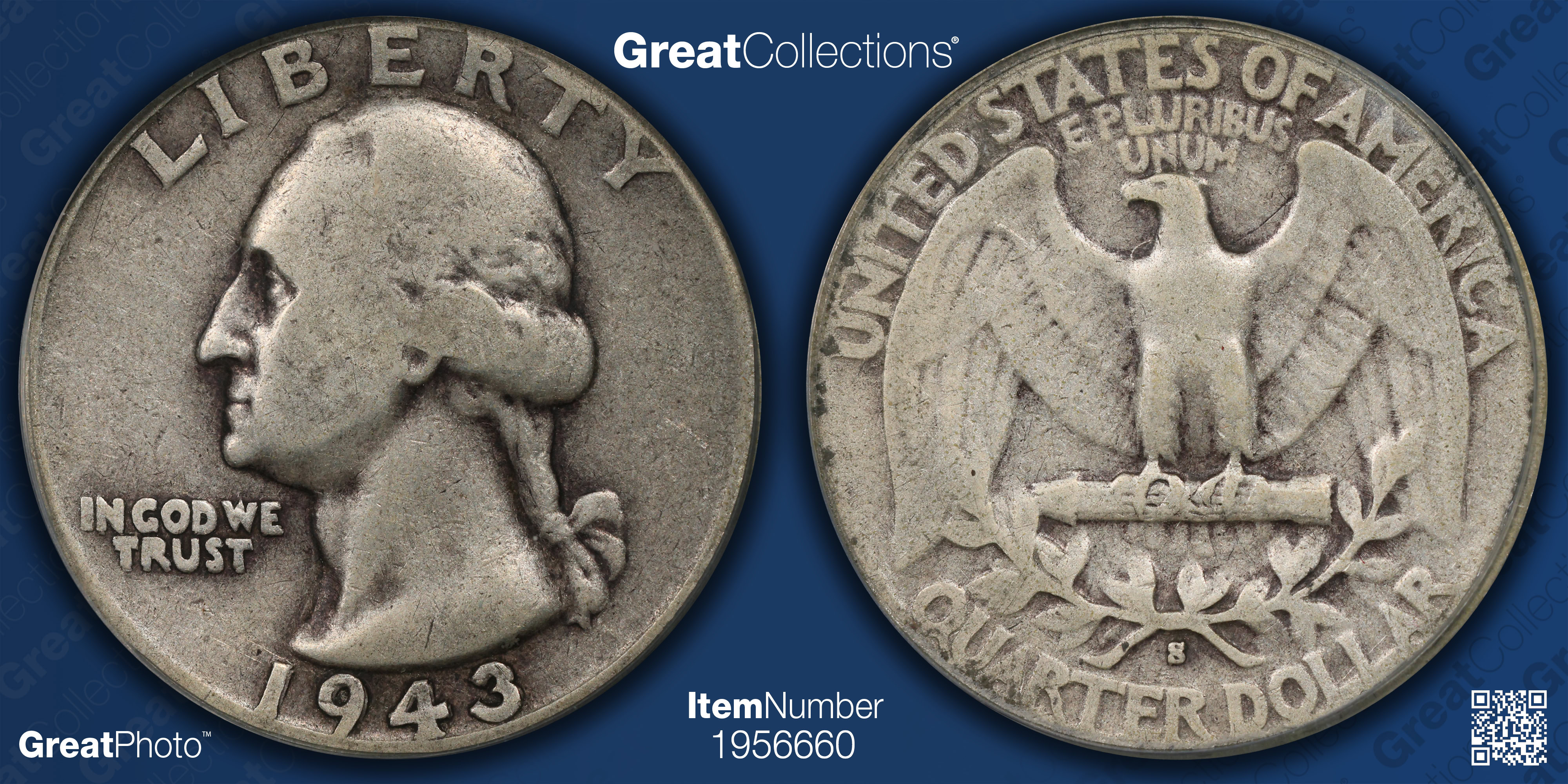 1943-S Washington Quarter Doubled Die Obverse FS-101 Die 1 ANACS F-12 ...
