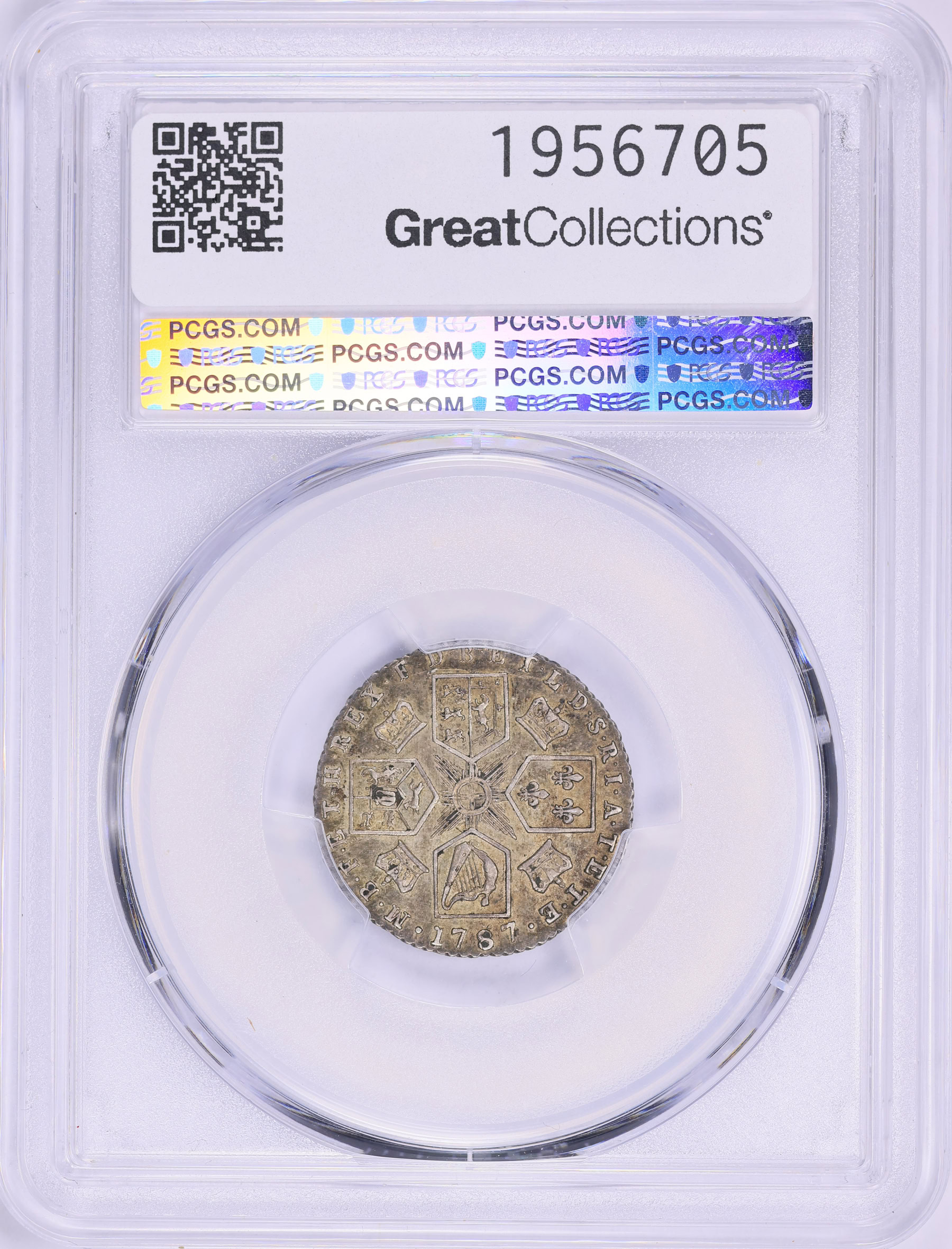 Great Britain 1787 Silver 6 Pence With Hearts KM-606.2 PCGS AU-58 (Item ...