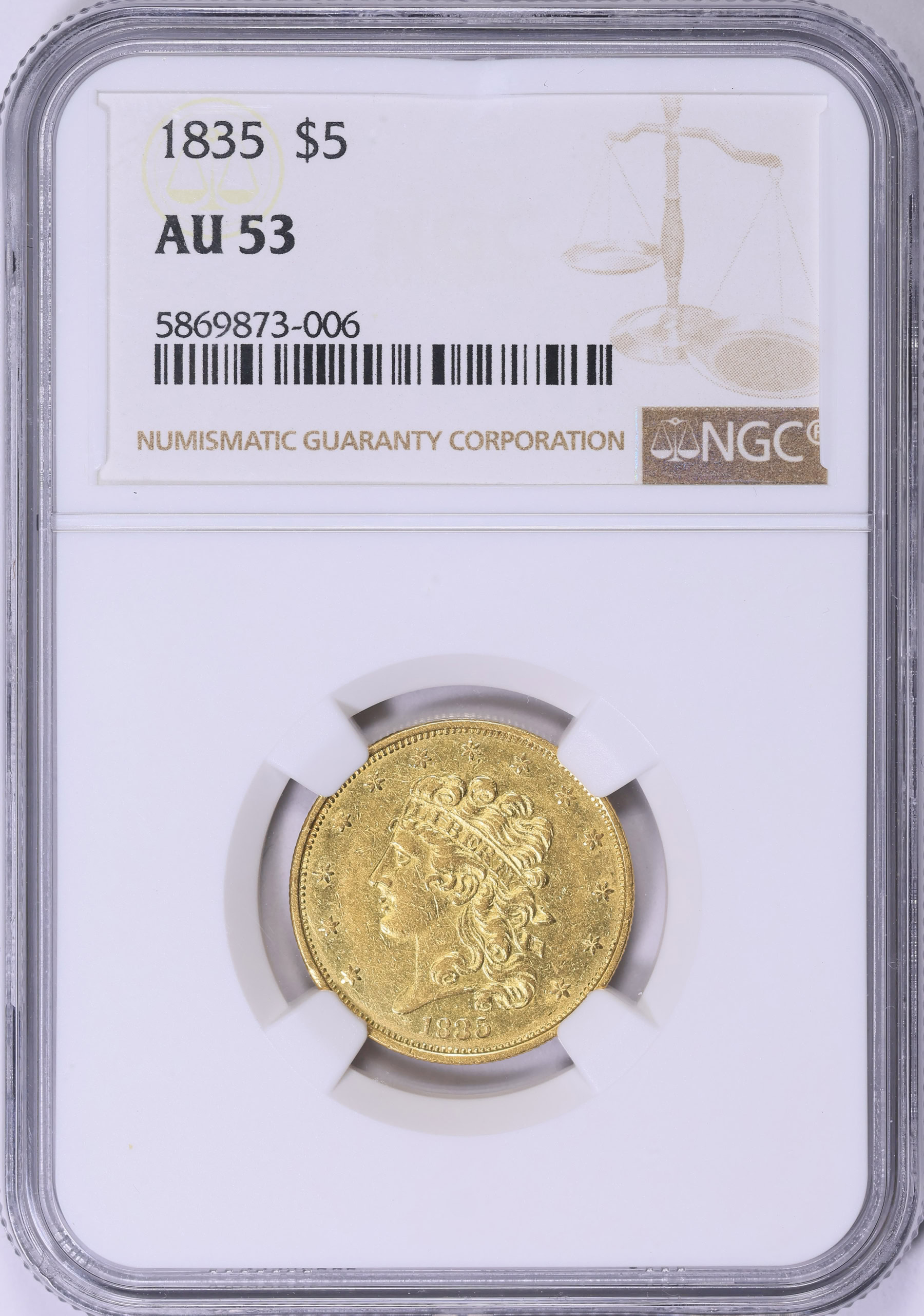 1835 Classic Head Gold Half Eagle NGC AU-53 (Item 1956729 ...