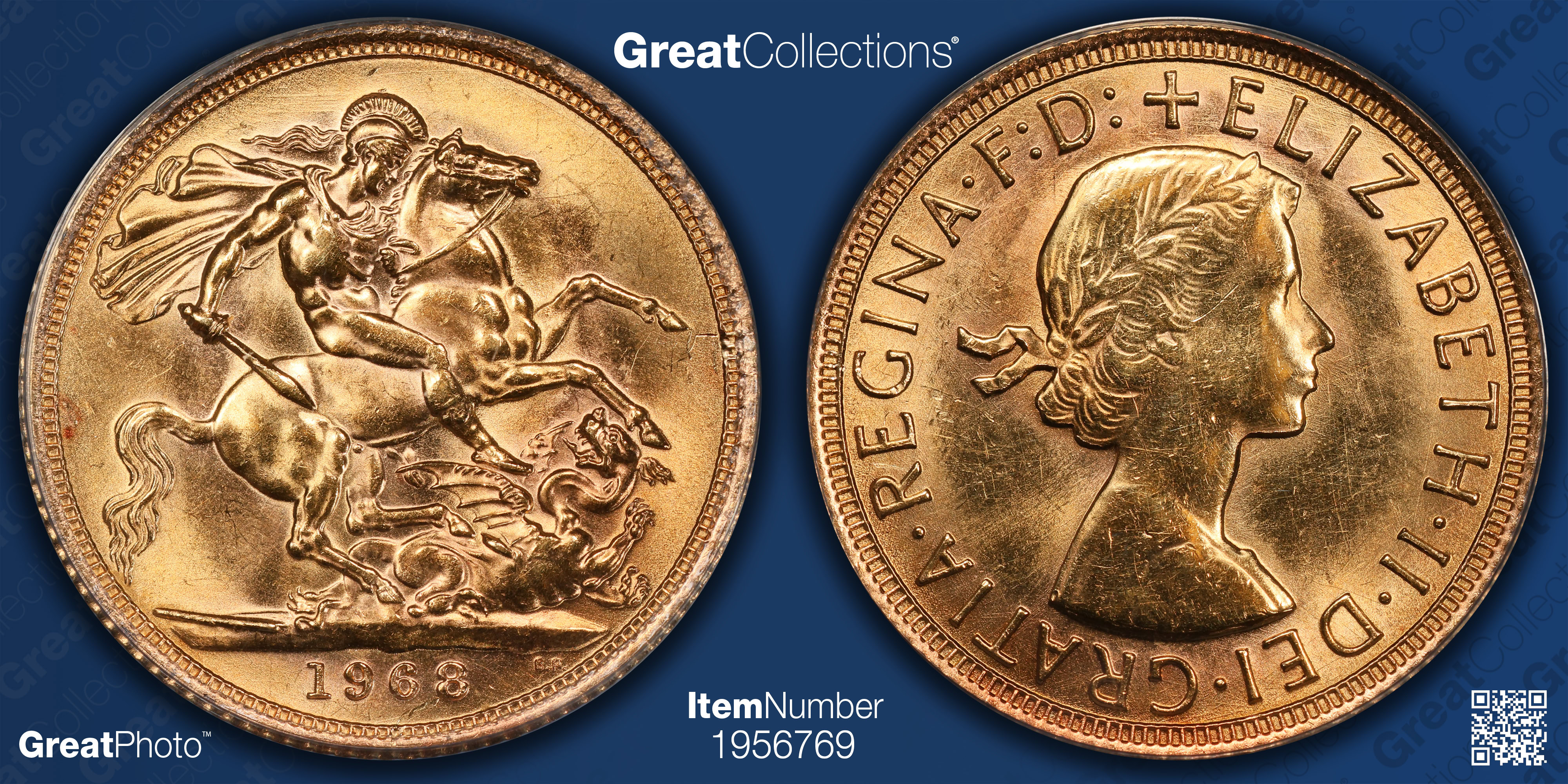 Great Britain 1968 Gold Sovereign St. George KM-908 ANACS MS-60 (AGW ...