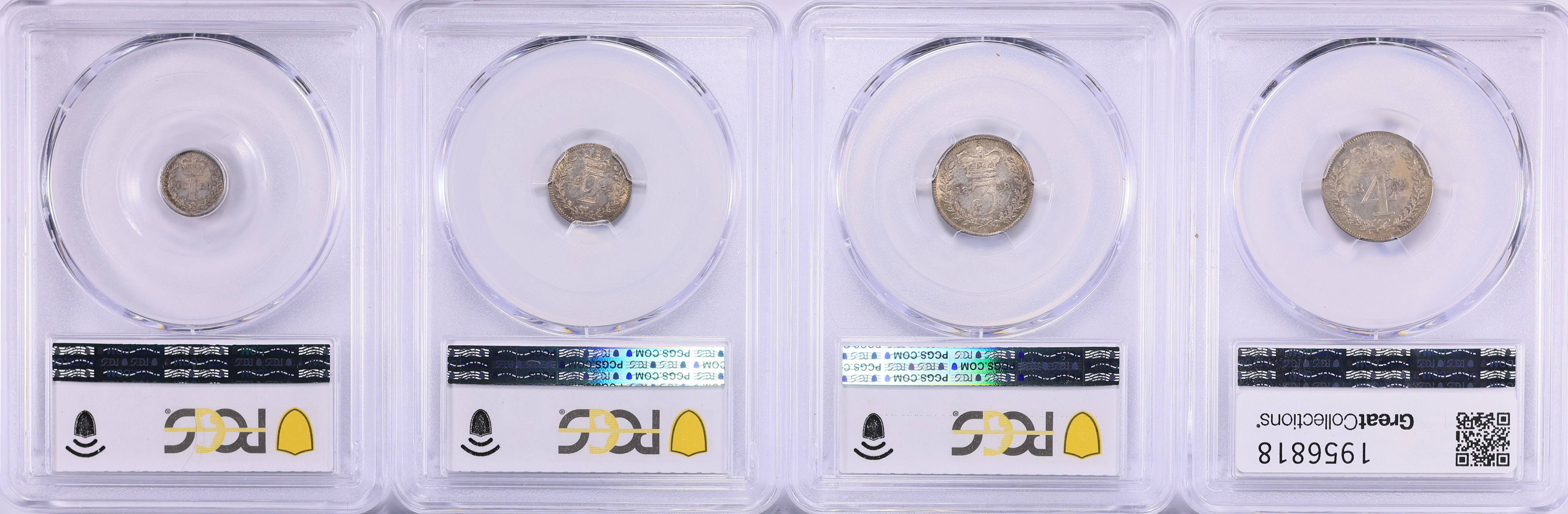 Great Britain 1859 Silver 1p, 2p, 3p & 4p Maundy Set KM-MDS110 PCGS PL ...