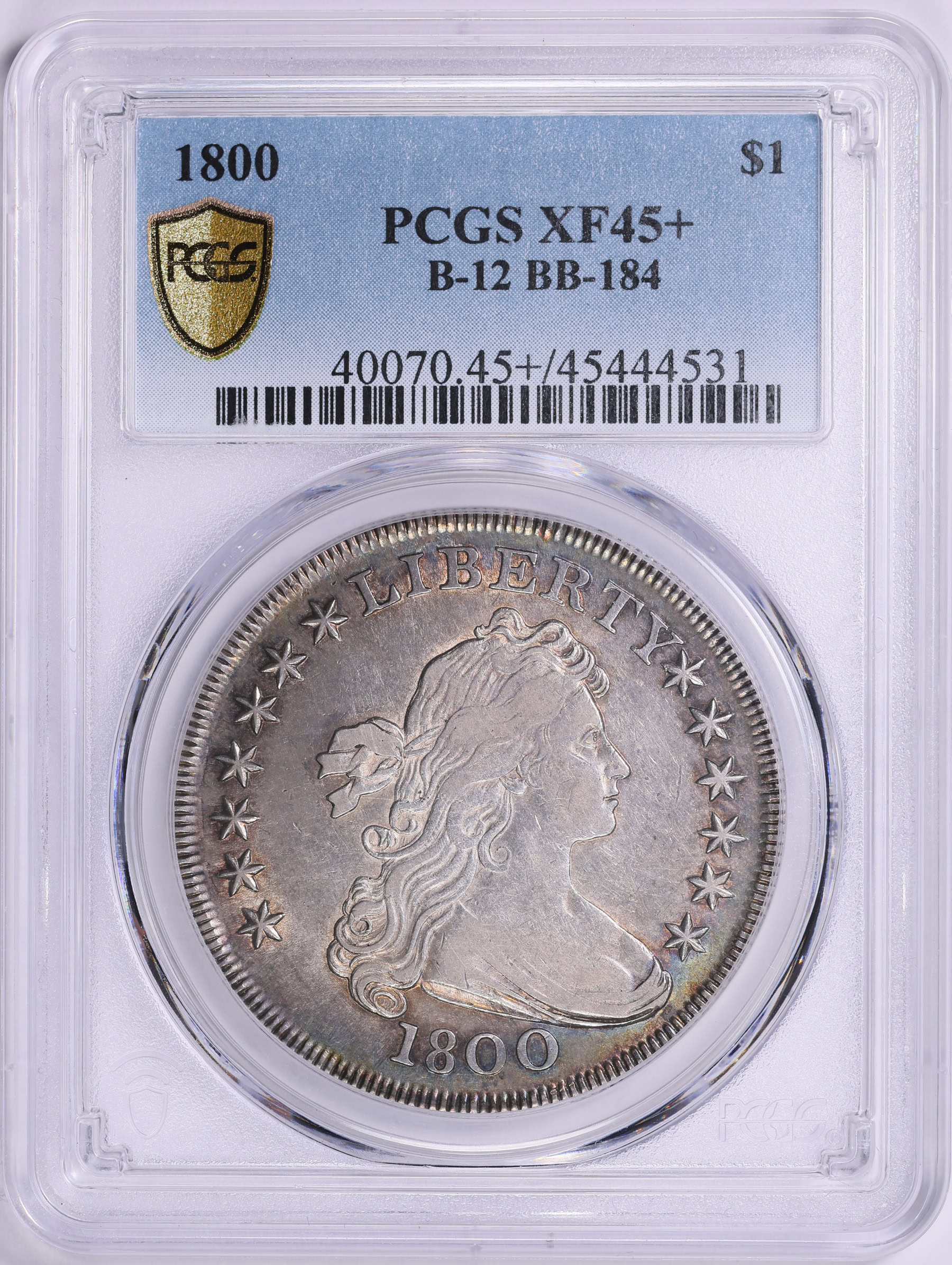 1800 Draped Bust Silver Dollar B-12 BB-184 PCGS XF-45+ (Toned) (MJ ...