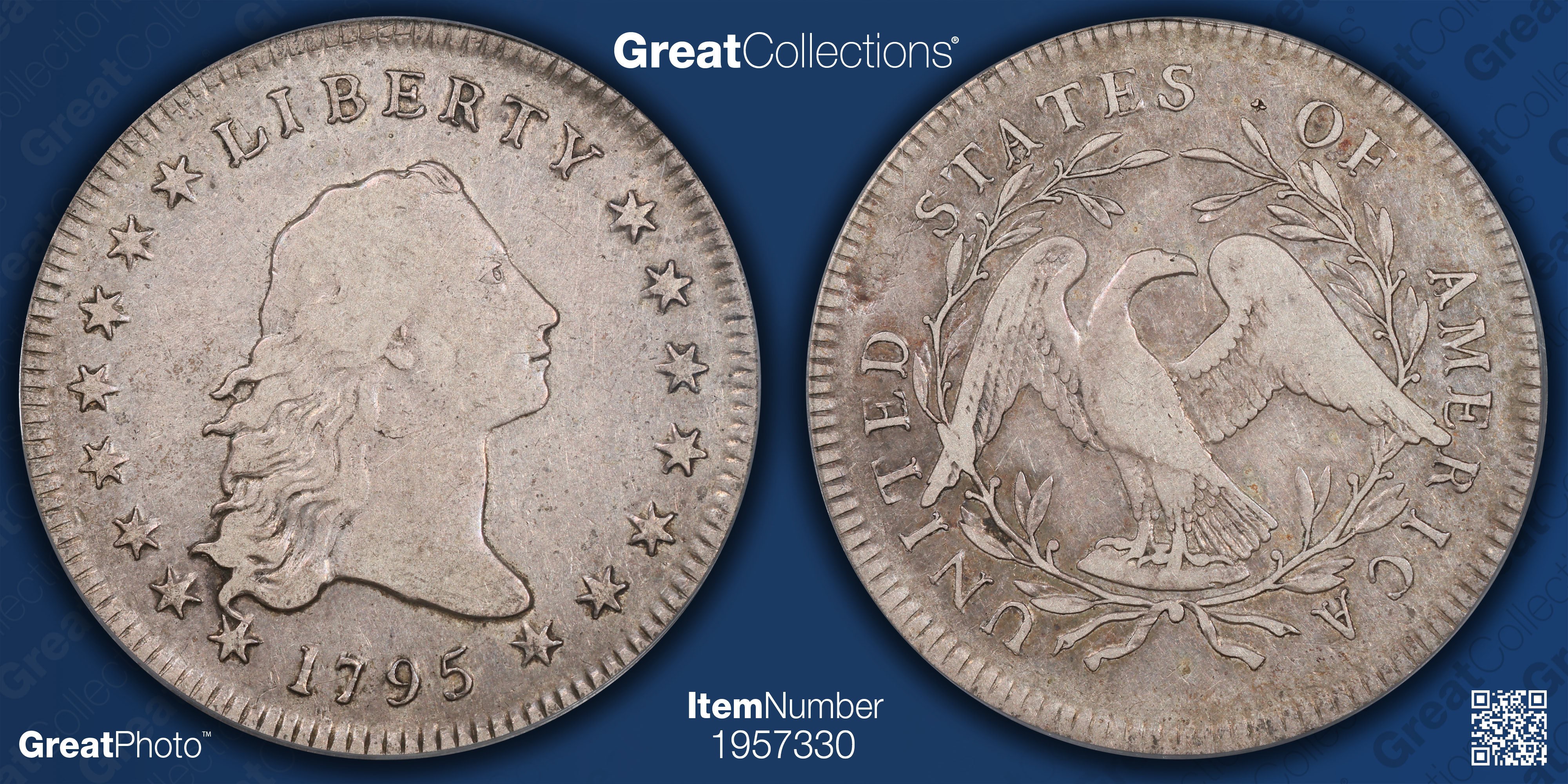 1795 Flowing Hair Silver Dollar B-9 BB-13 Silver Plug PCGS VF-25 (MJ ...