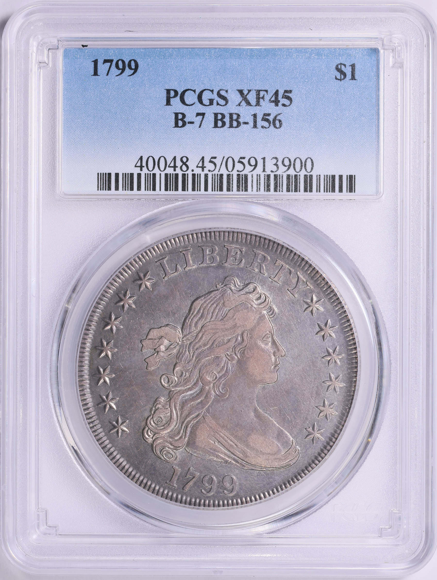 1799 Draped Bust Silver Dollar B-7 BB-156 PCGS XF-45 (MJ Sullivan ...