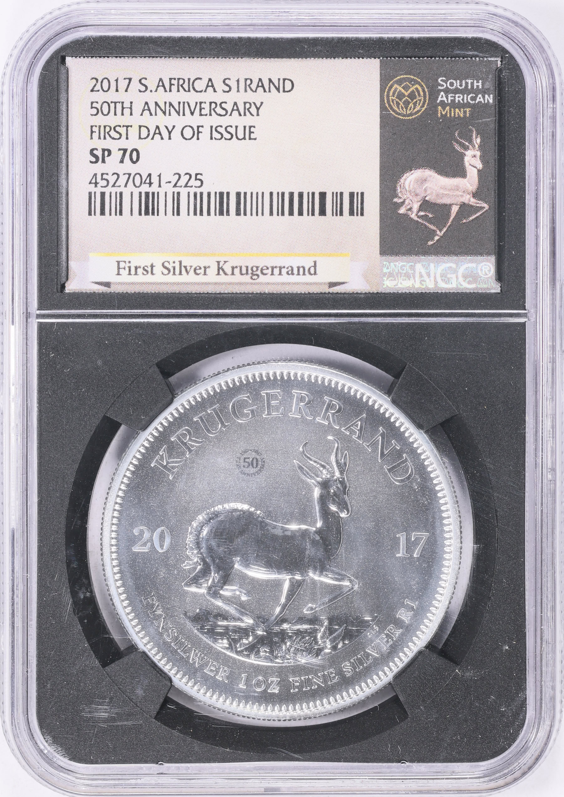 South Africa 2017 Silver 1 Rand 50th Anniversary Krugerrand First Day ...