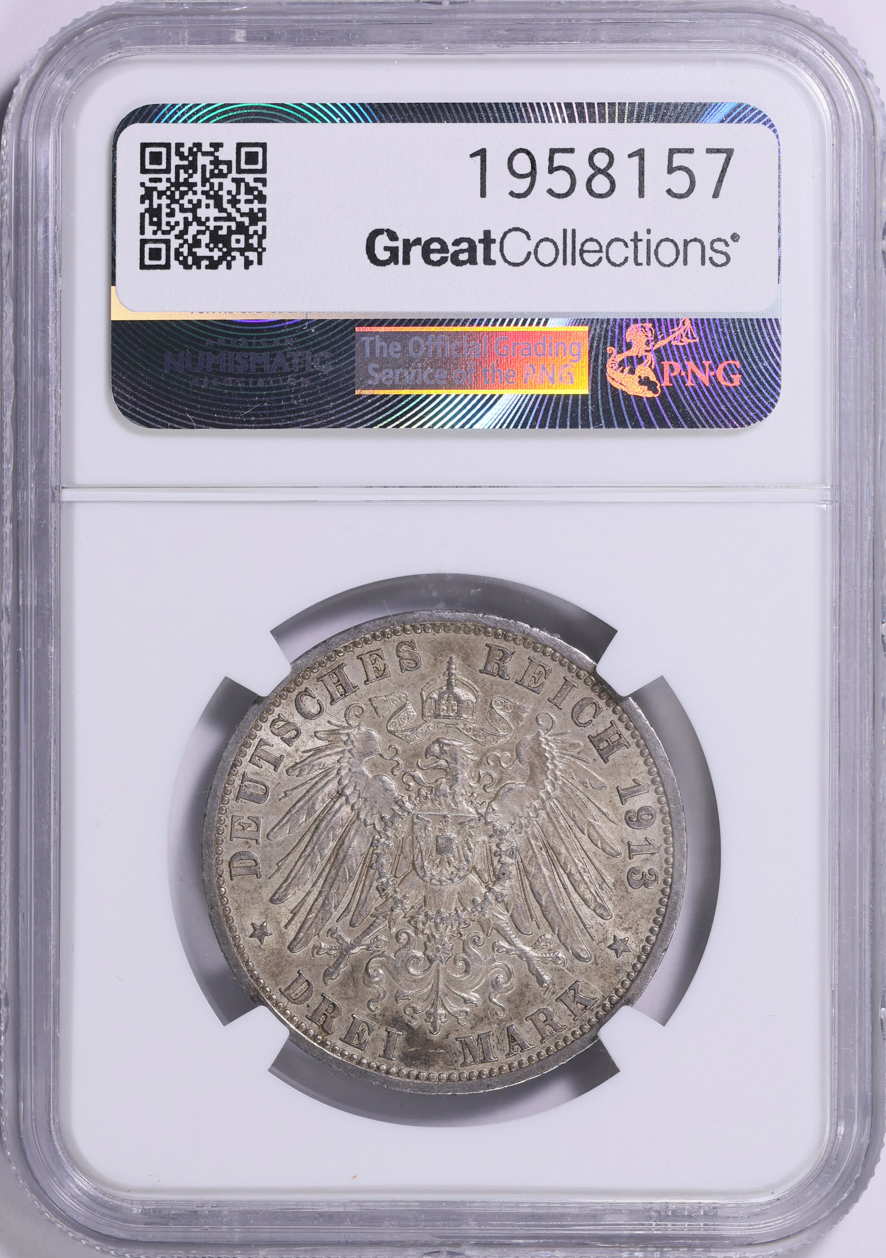 Germany - Prussia 1913-A Silver 3 Marks 25th Year of Reign KM-535 NGC ...
