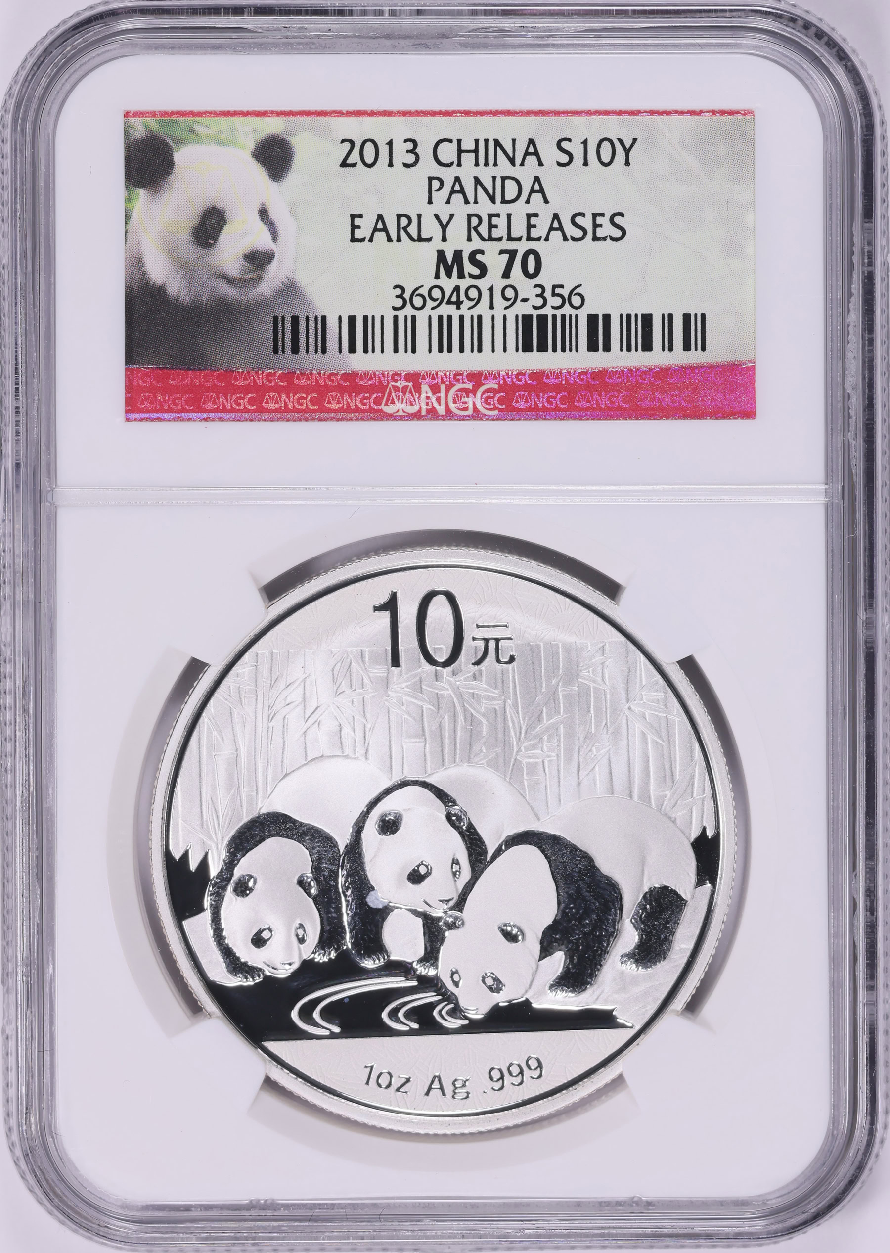 China 2013 Silver 10 Yuan Panda Early Releases KM-2116 NGC MS-70 (Item 1958221 ...