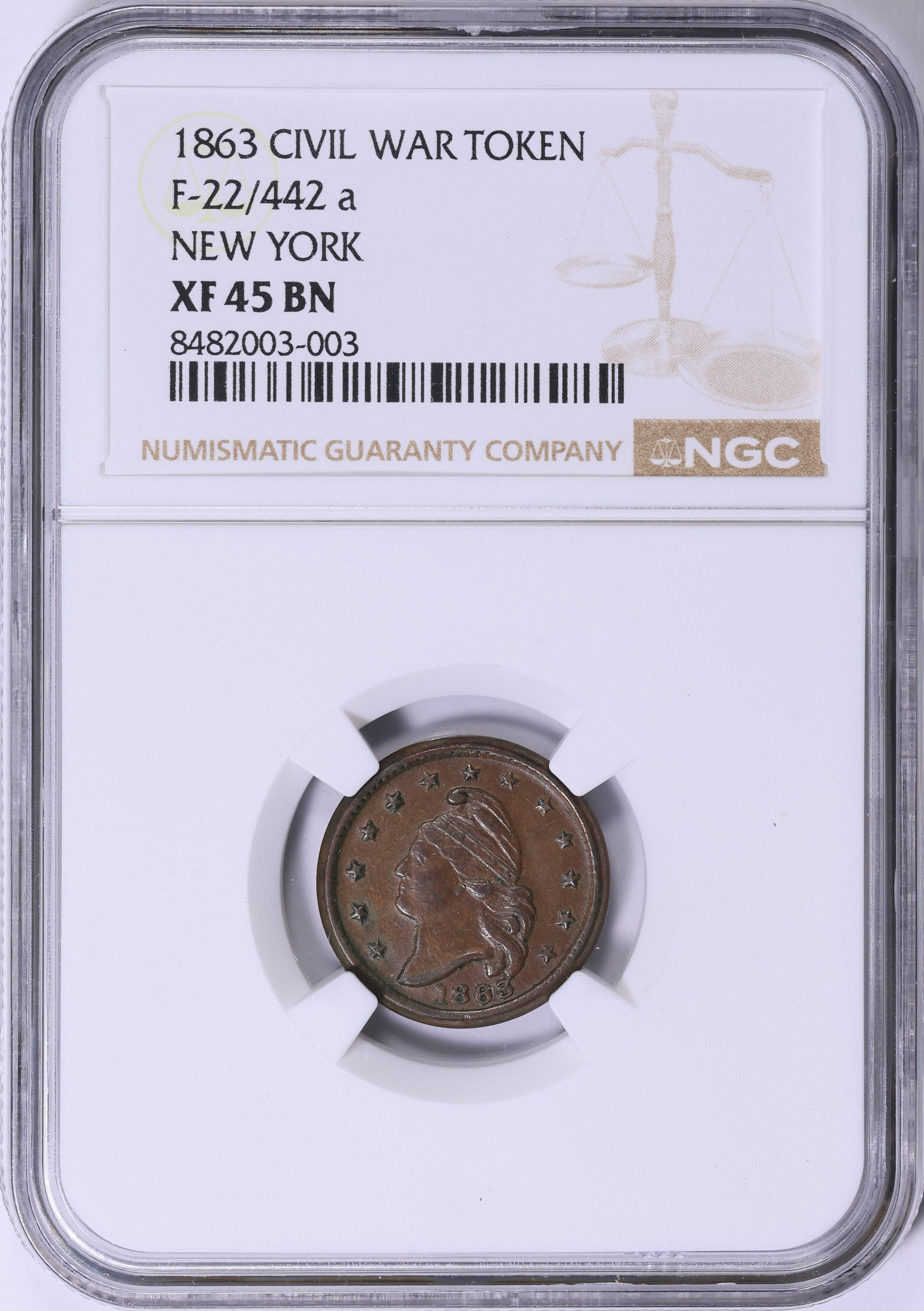 1863 New York Civil War Token F-22/442a NGC XF-45 BN (Item 1958247 ...