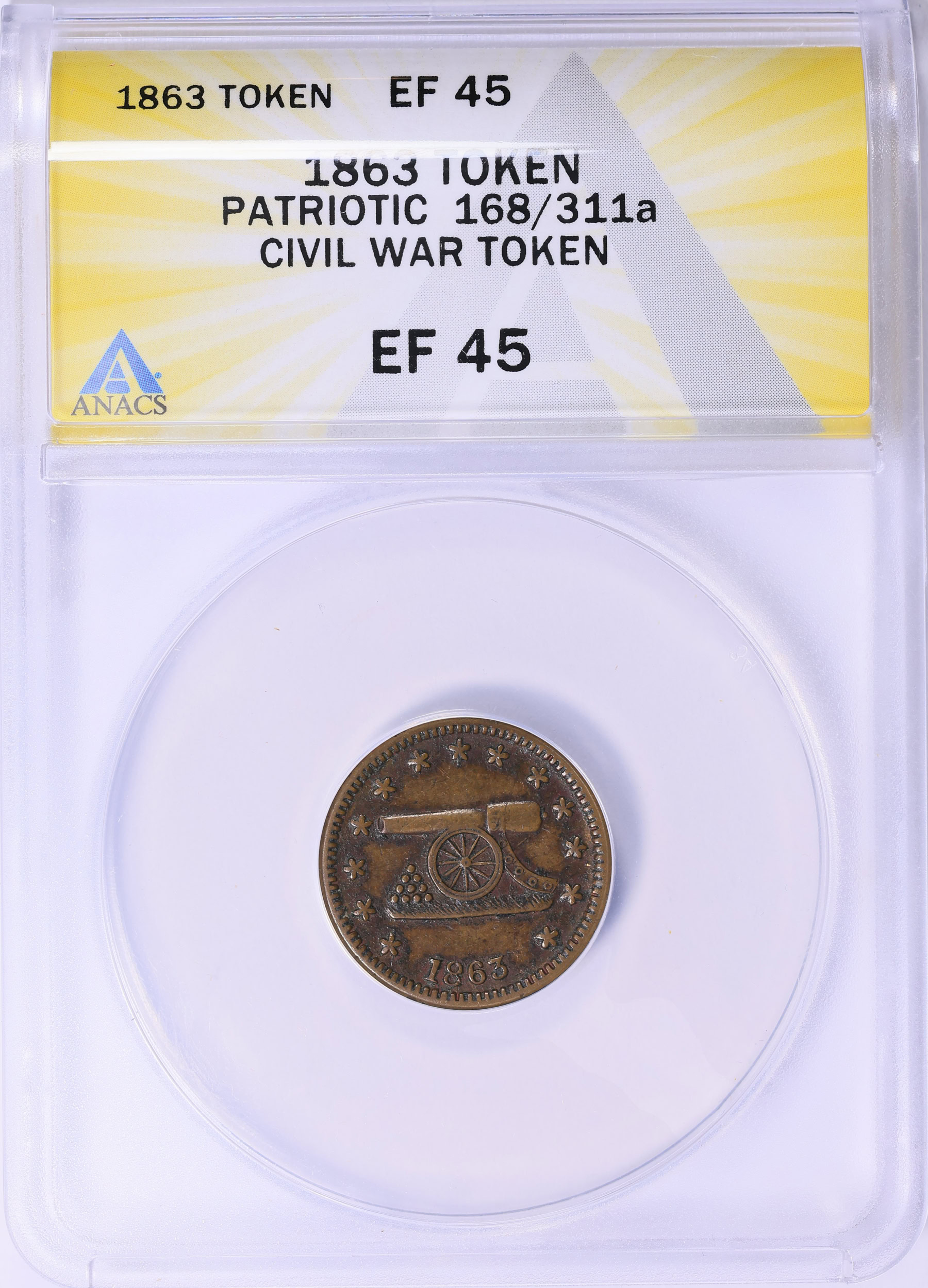 1863 Cannon - Army & Navy Civil War Token F-168/311a ANACS XF-45 (Item ...