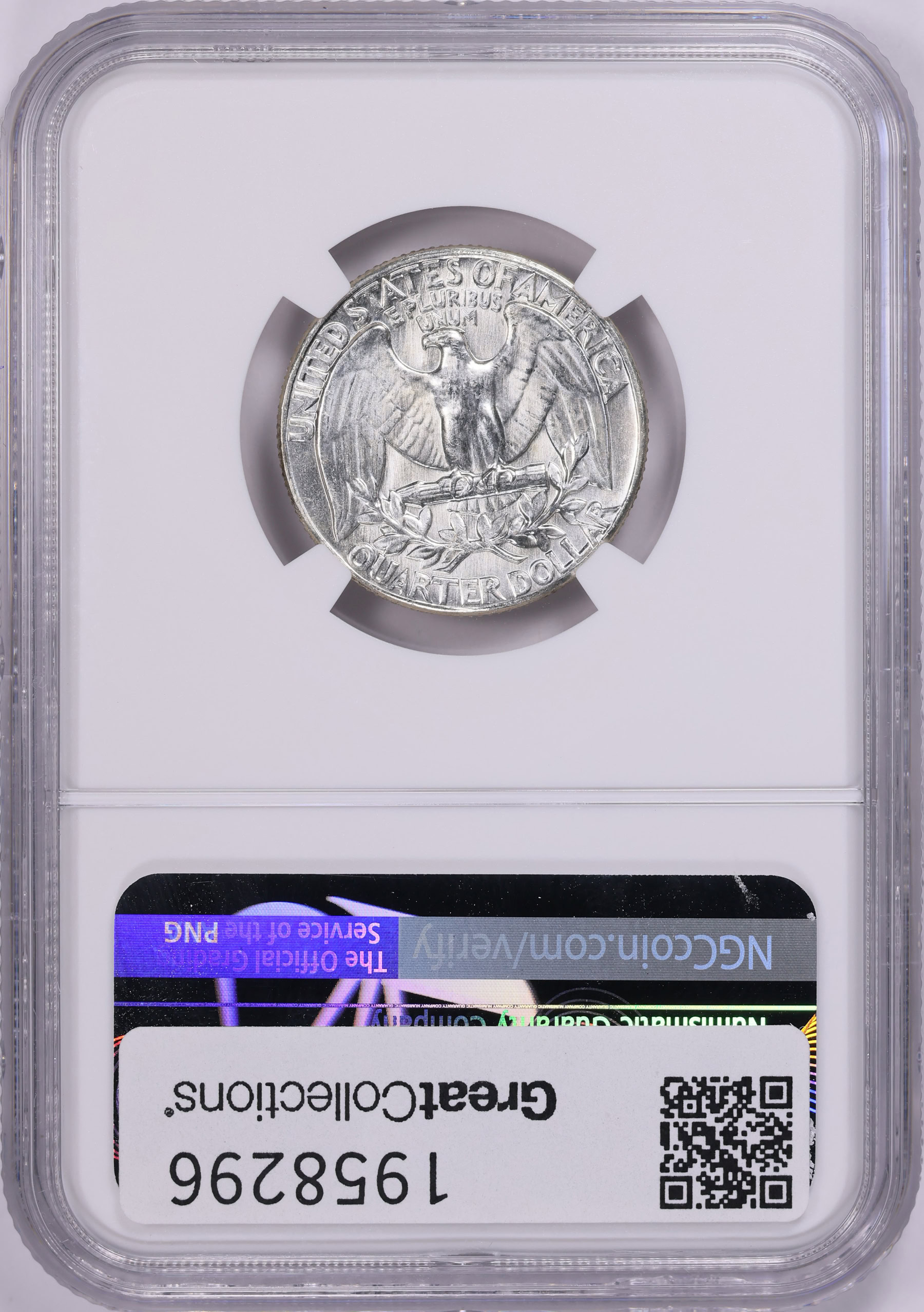 1961 Washington Quarter Type B Reverse FS-901 NGC MS-66+ (Item 1958296) | GreatCollections Coin ...