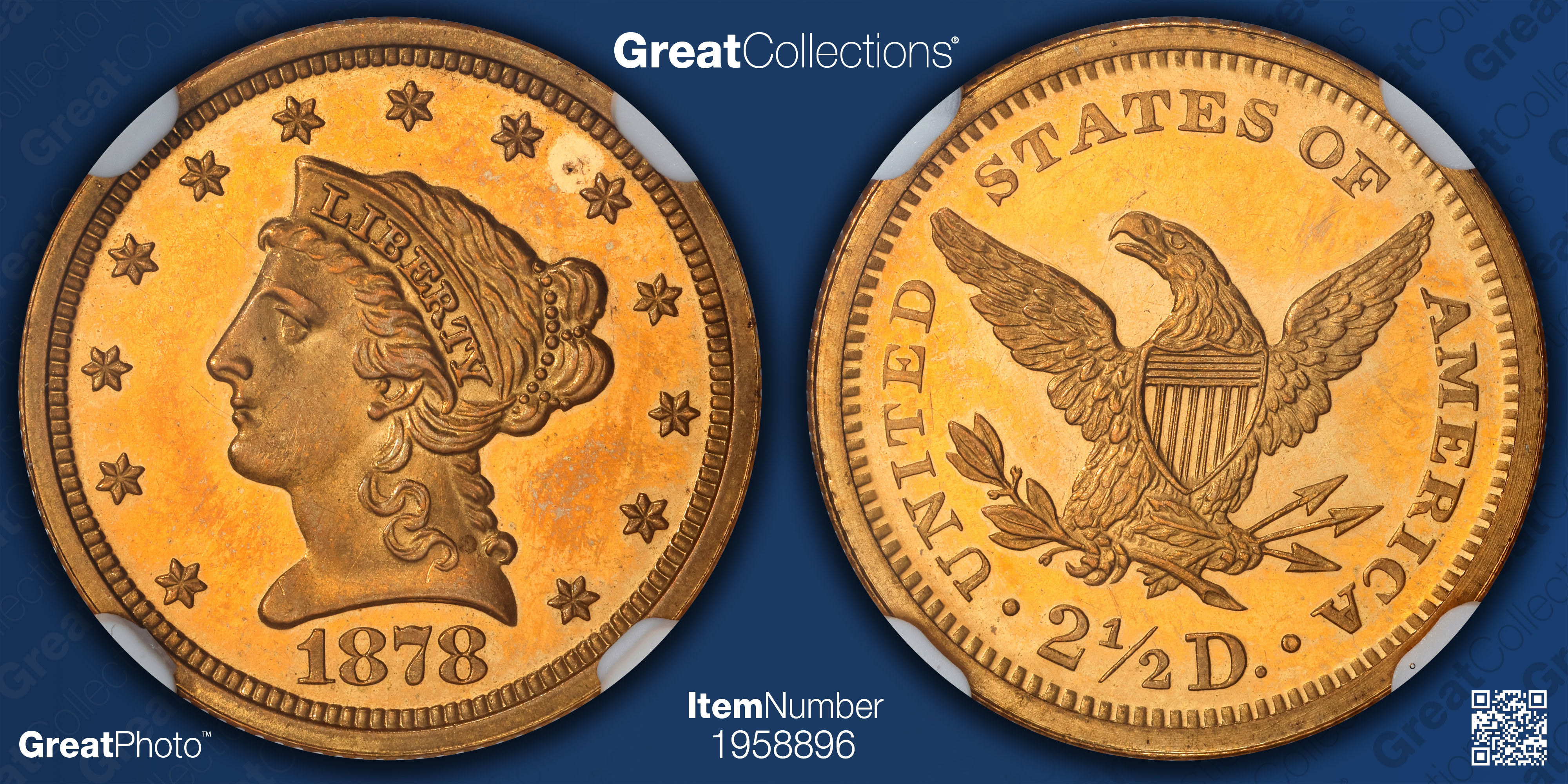 1878 Liberty Gold Quarter Eagle NGC Proof-65 CAMEO (Reed Collection ...