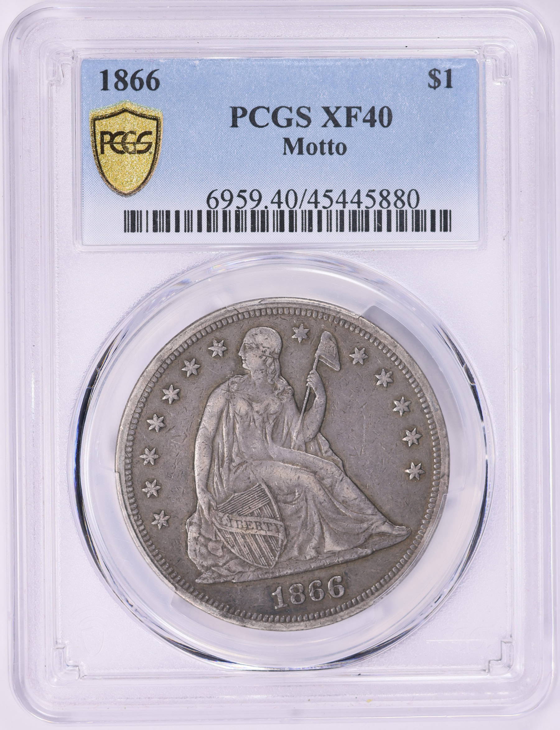 1866 Seated Liberty Silver Dollar Motto PCGS XF-40 (Item 1959391 ...