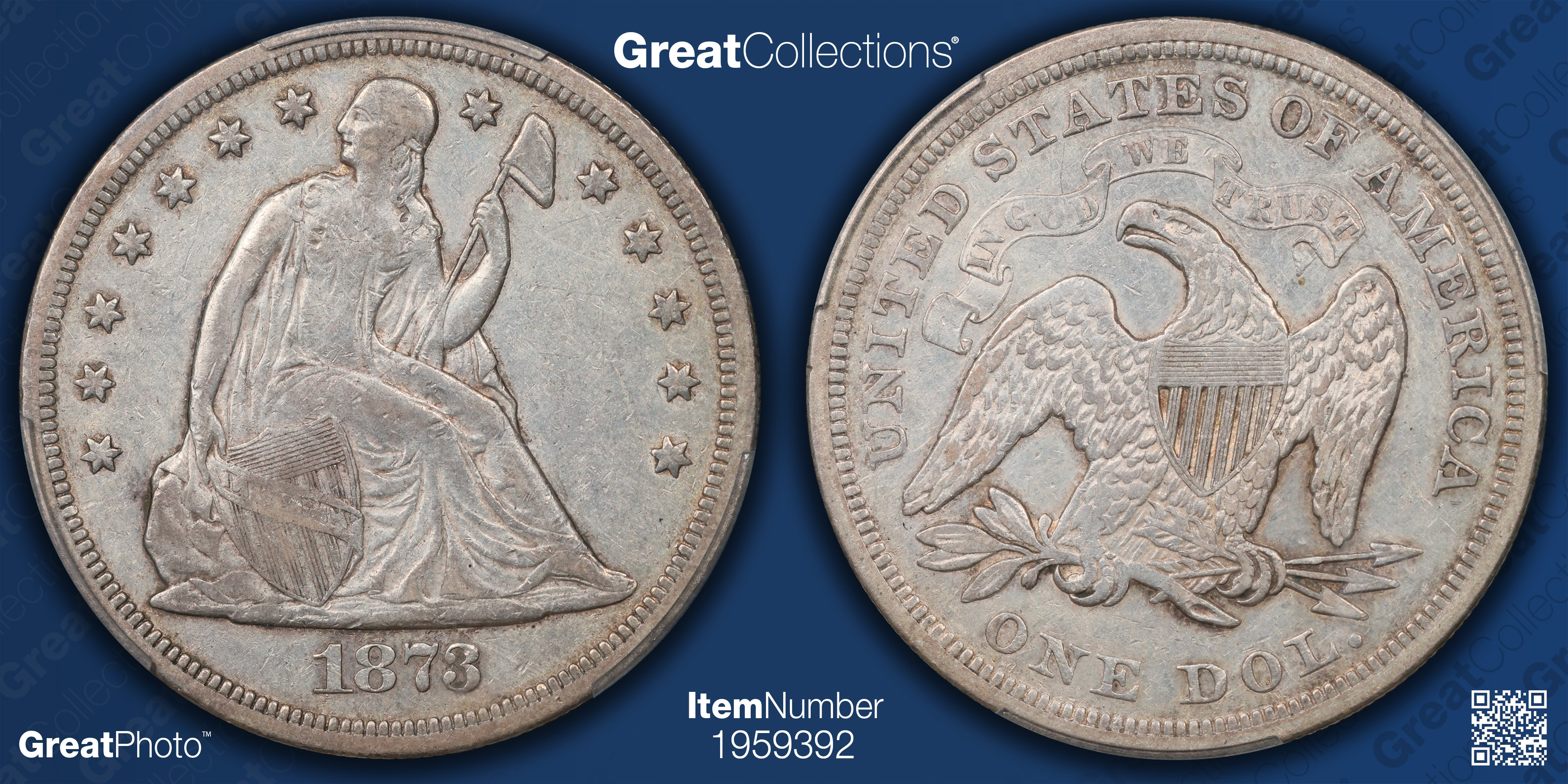 1873 Seated Liberty Silver Dollar PCGS XF-40 (Item 1959392 ...