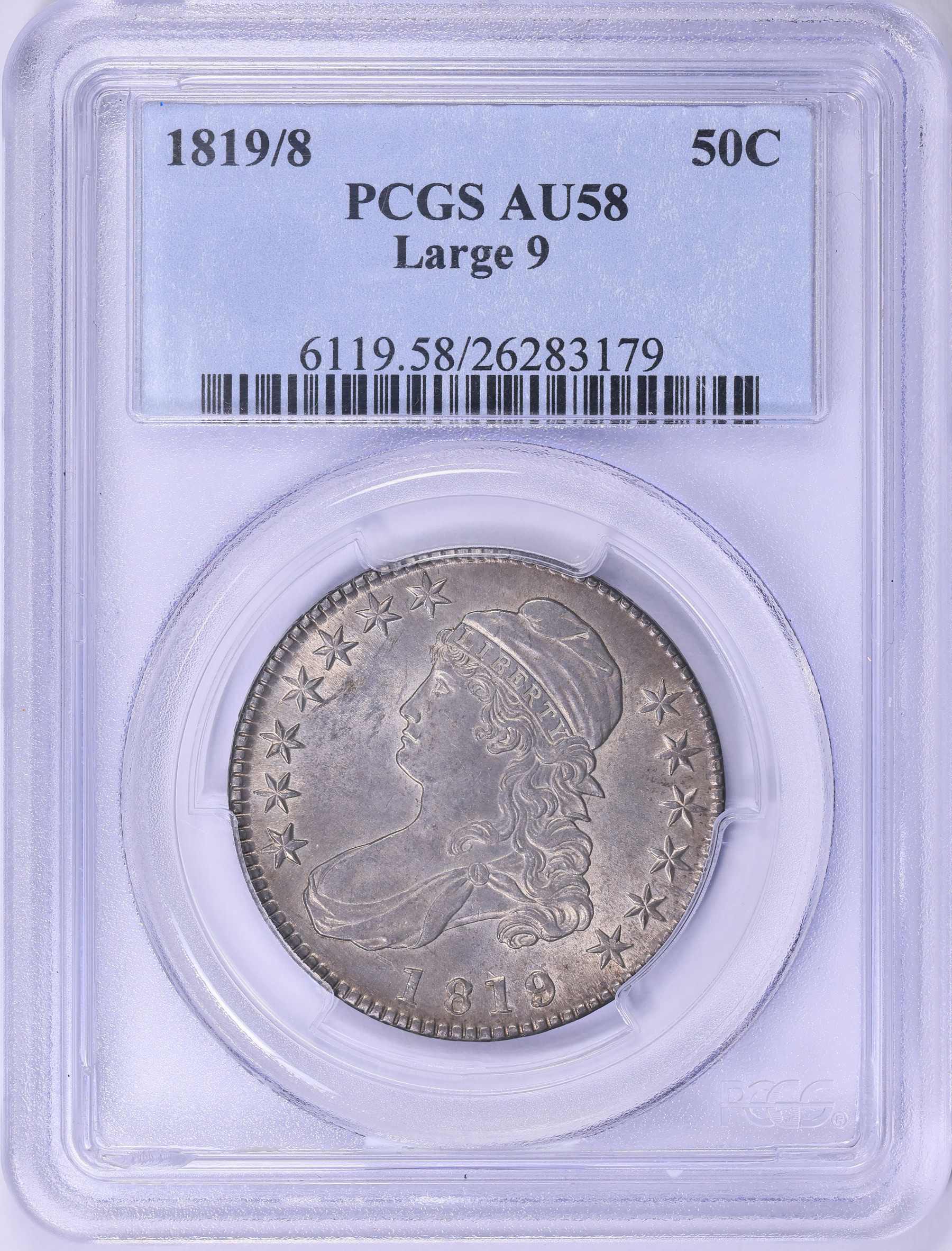 1819/8 Capped Bust Half Dollar Large 9 PCGS AU-58 (VSS O-106) (Item ...