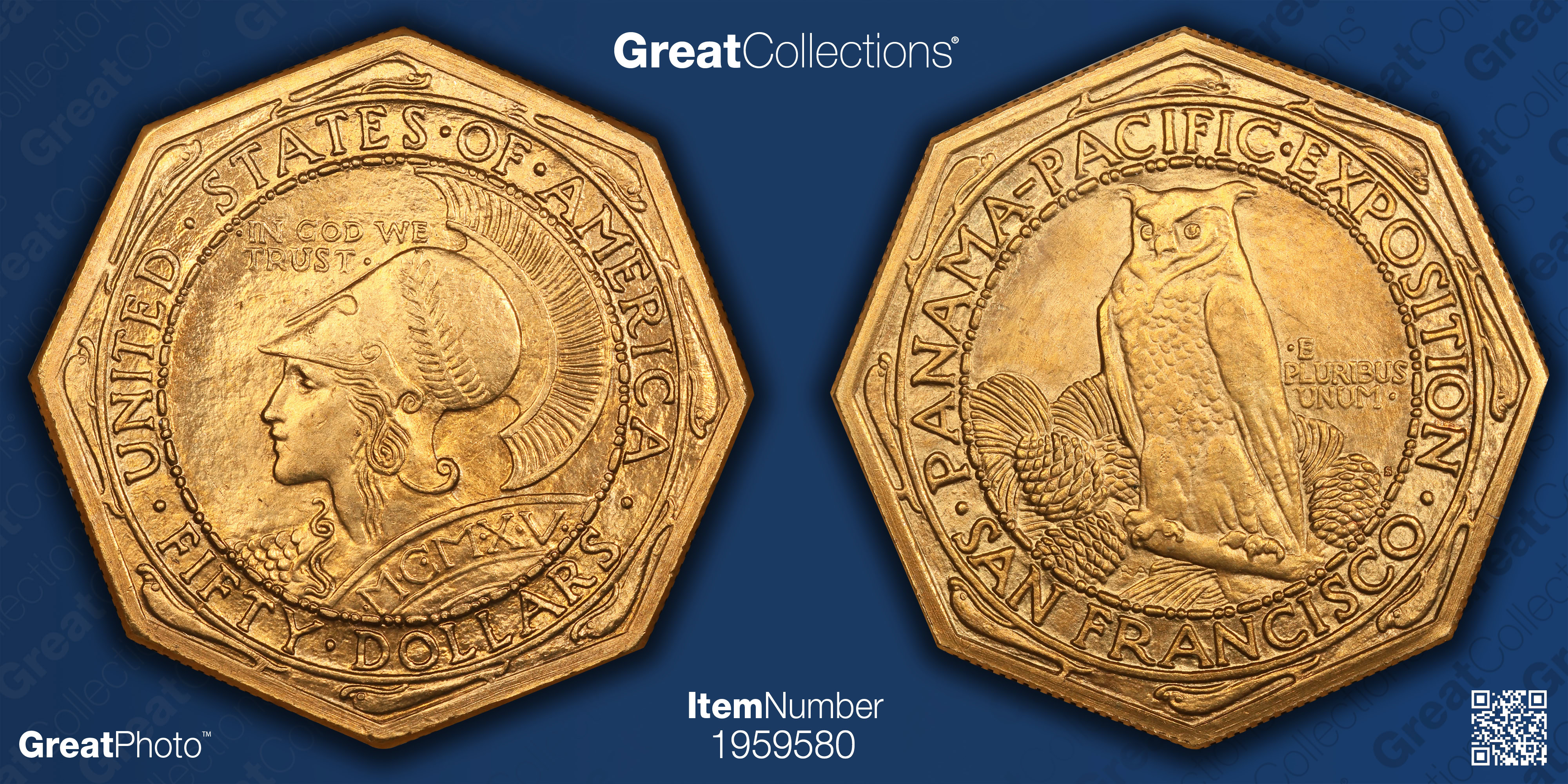 1915-S Panama-Pacific Exposition $50 Gold, Octagonal NGC MS-63 (Item ...