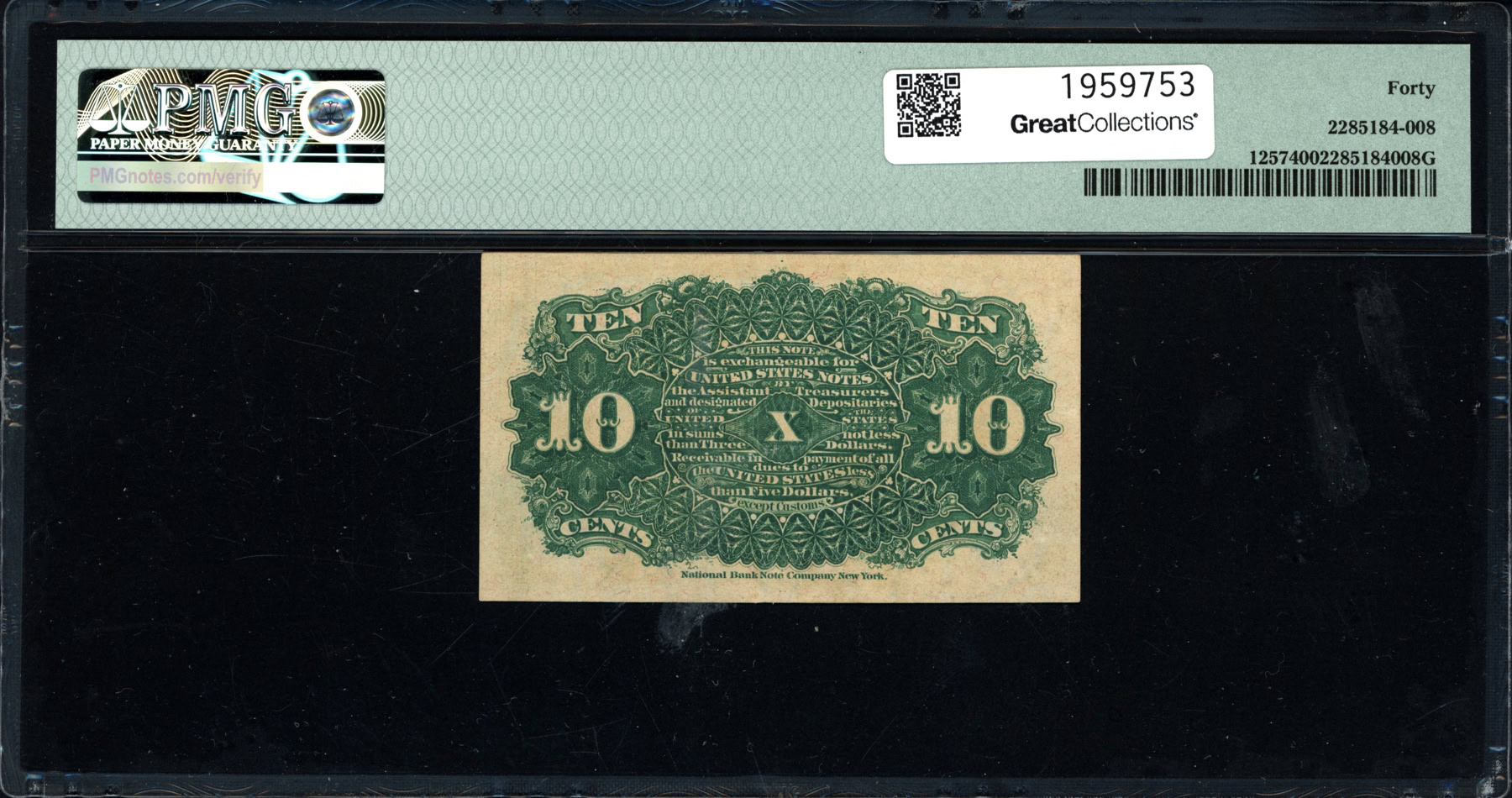 Fr. 1257 Fourth Issue 10 Cents Fractional Currency Note Allison ...