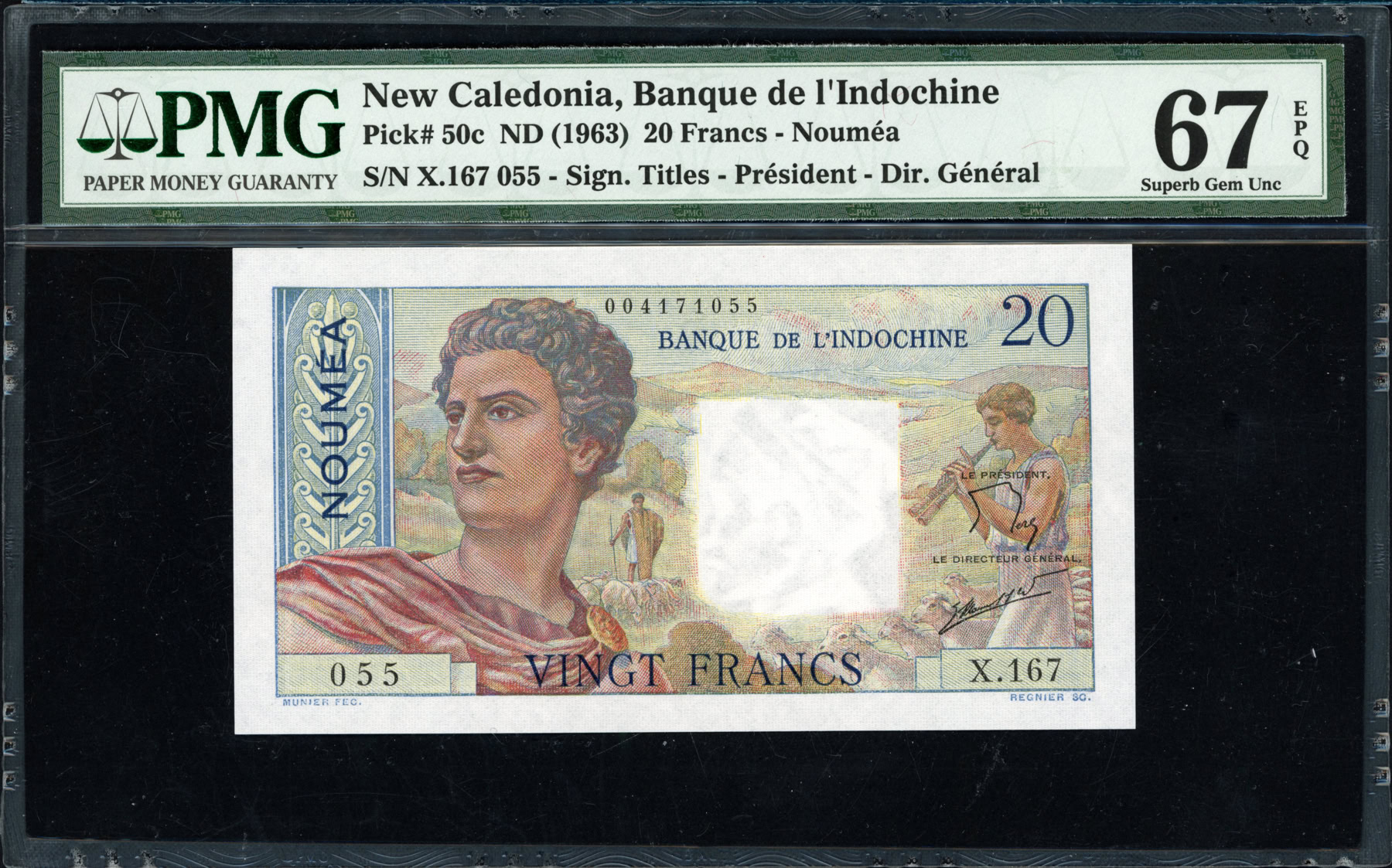 New Caledonia ND (1963) 20 Francs Banque de l'Indochine Note SCWPM-50c ...