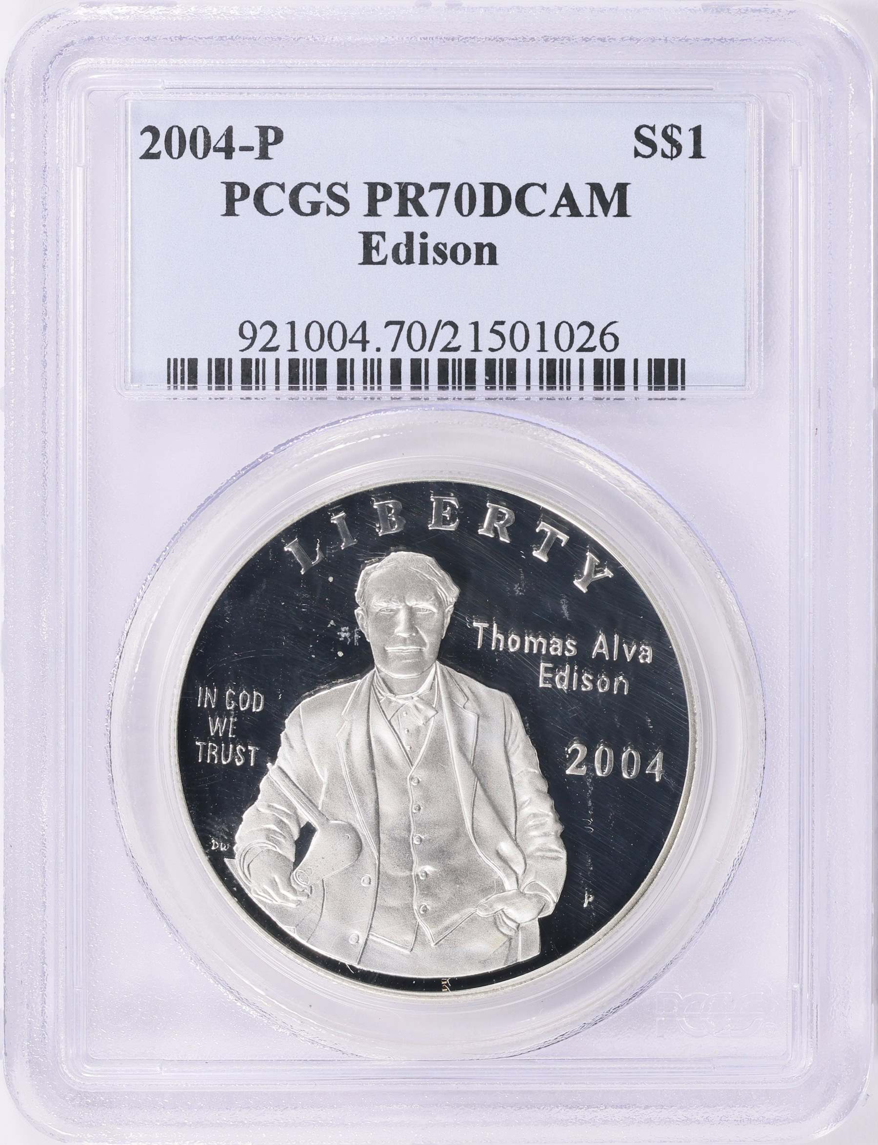 2004-P Thomas Alva Edison Silver Dollar PCGS Proof-70 DCAM | PCGS Cert ...