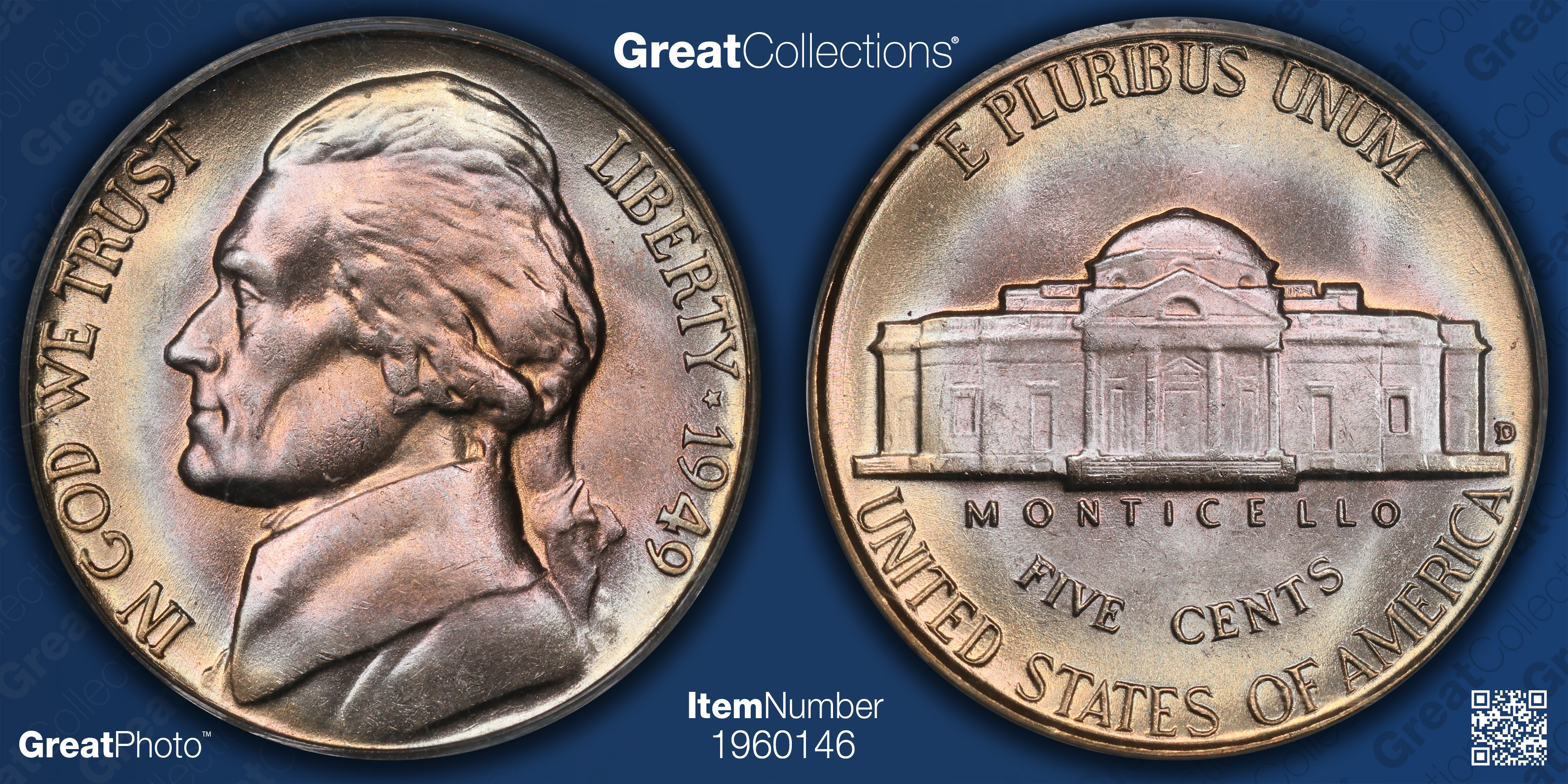 1949-D/S Jefferson Nickel PCGS MS-67 (Toned) (Item 1960146 ...