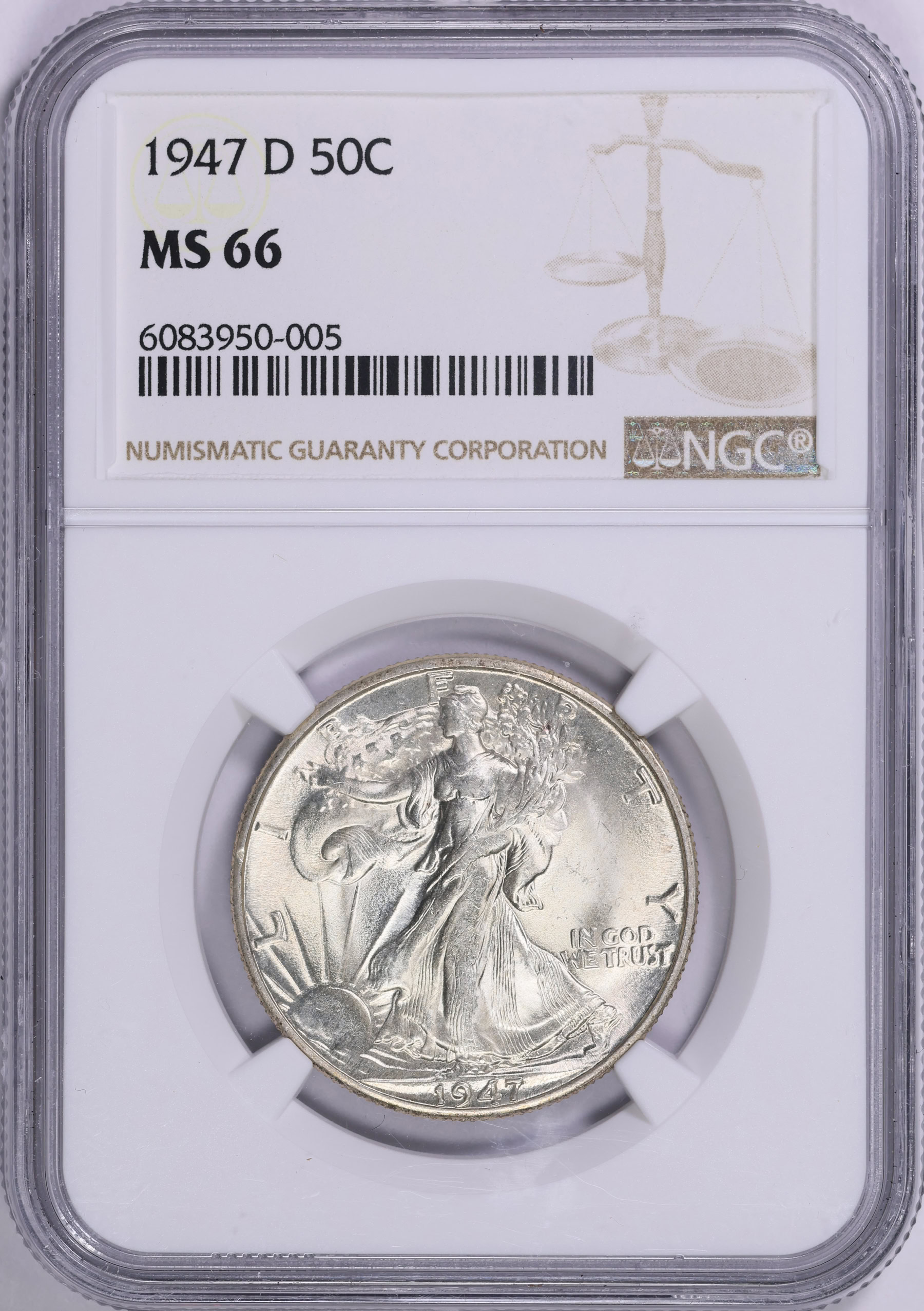 1947-D Walking Liberty Half Dollar NGC MS-66 (Item 1960218) | GreatCollections Coin Auctions