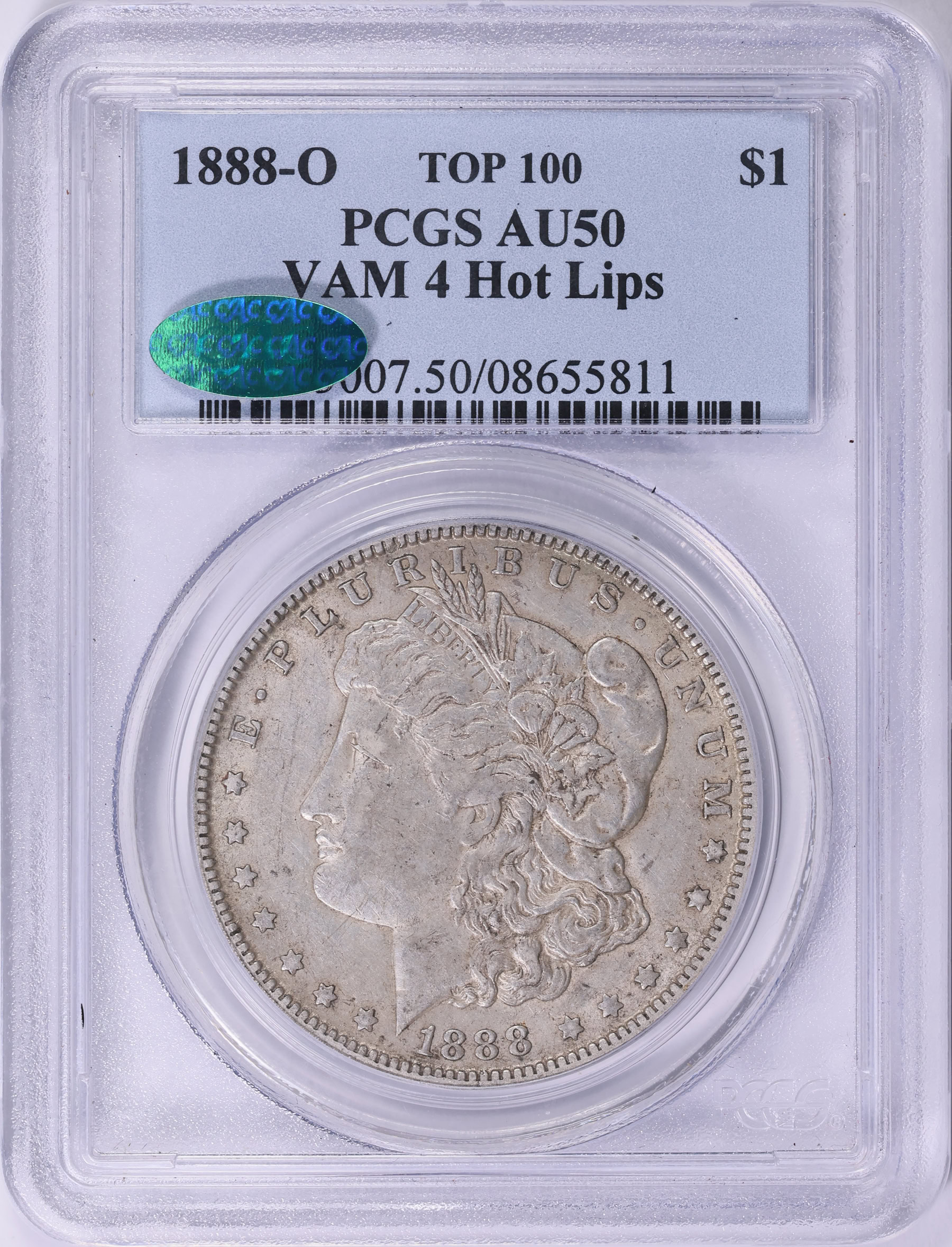 1888-O Morgan Silver Dollar Hot Lips VAM-4 *Top 100* PCGS AU-50 (CAC ...